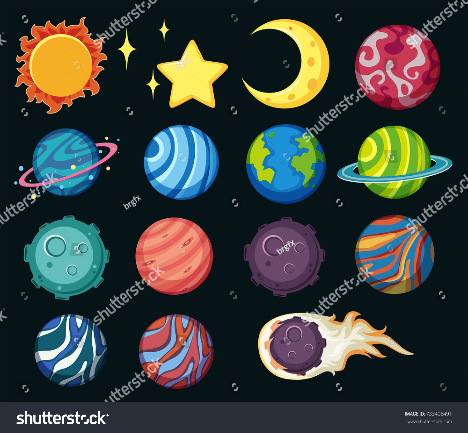 Different Planets Solar System Illustration Stock Vector (Royalty Free ...