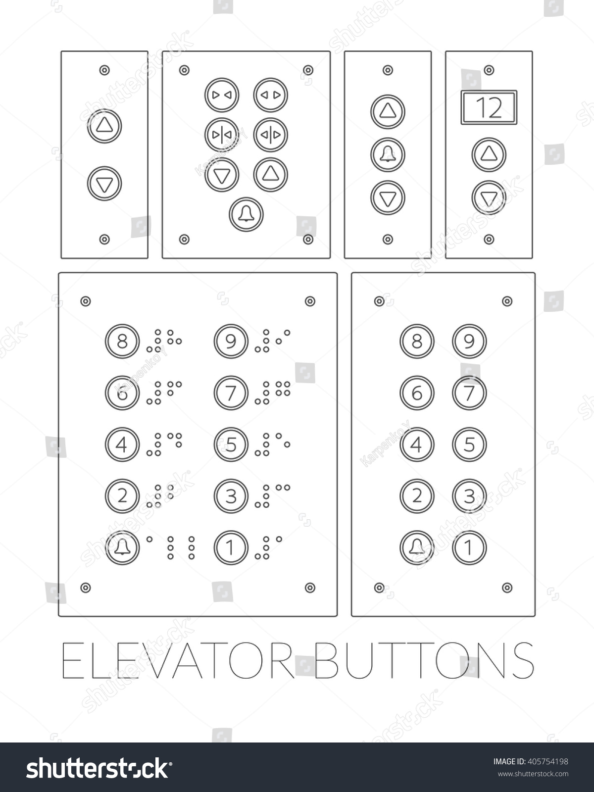 Different Pushbutton Control Panel Lifts Linear Stock Vector (Royalty ...