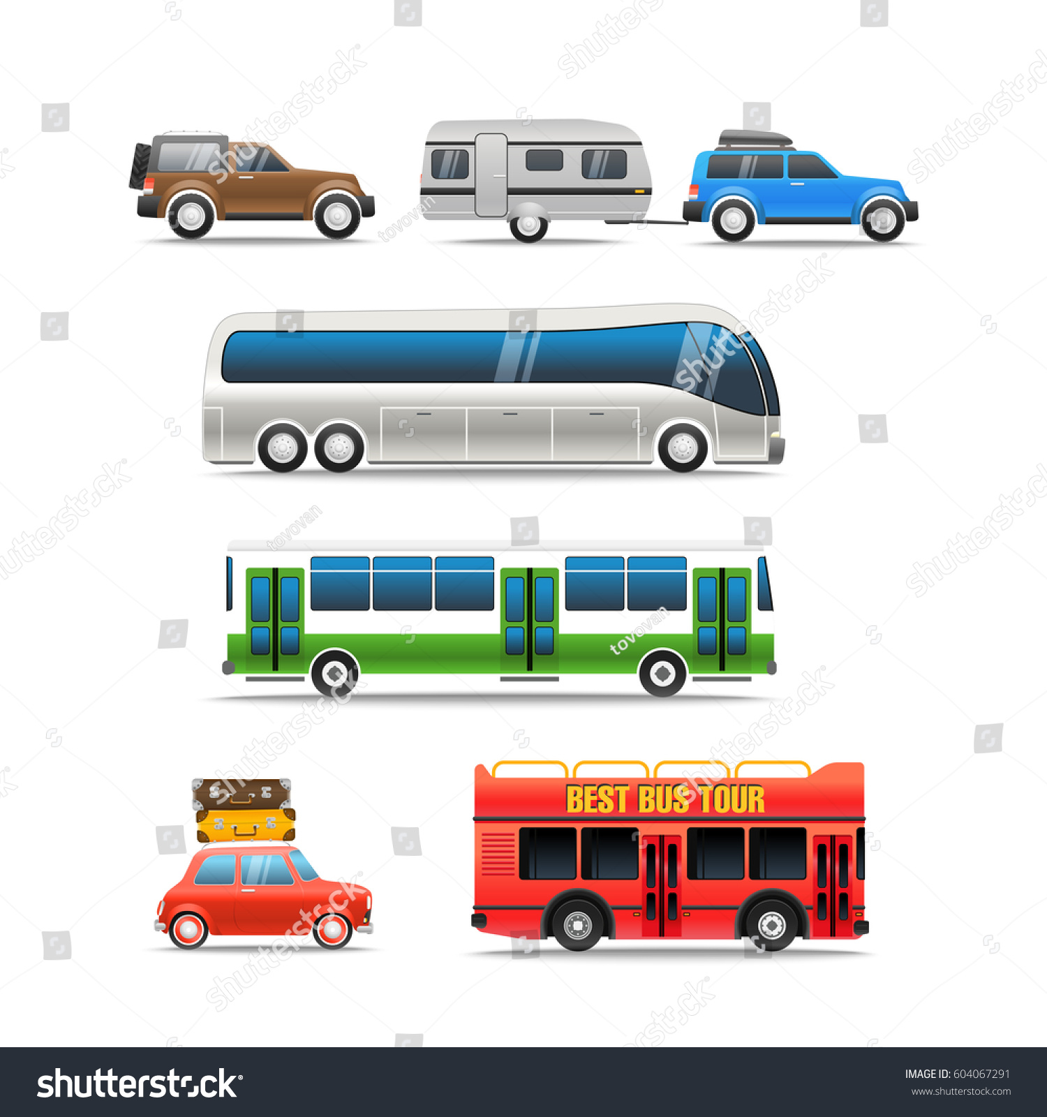 Vektor Stok Different Road Vehicles Vector Clipart (Tanpa Royalti ...