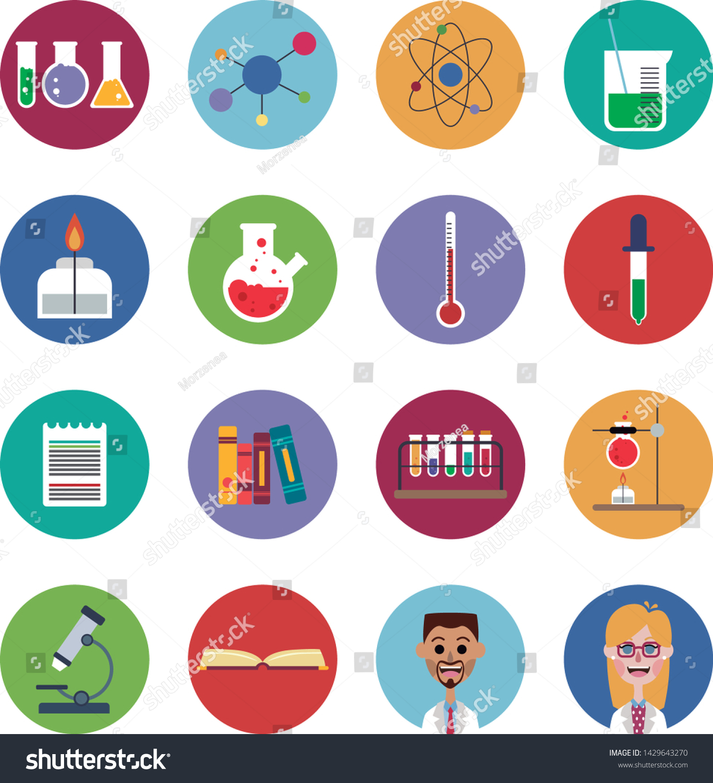 Different Science Items Vector Scientists Avatars: เวกเตอร์สต็อก (ปลอด ...