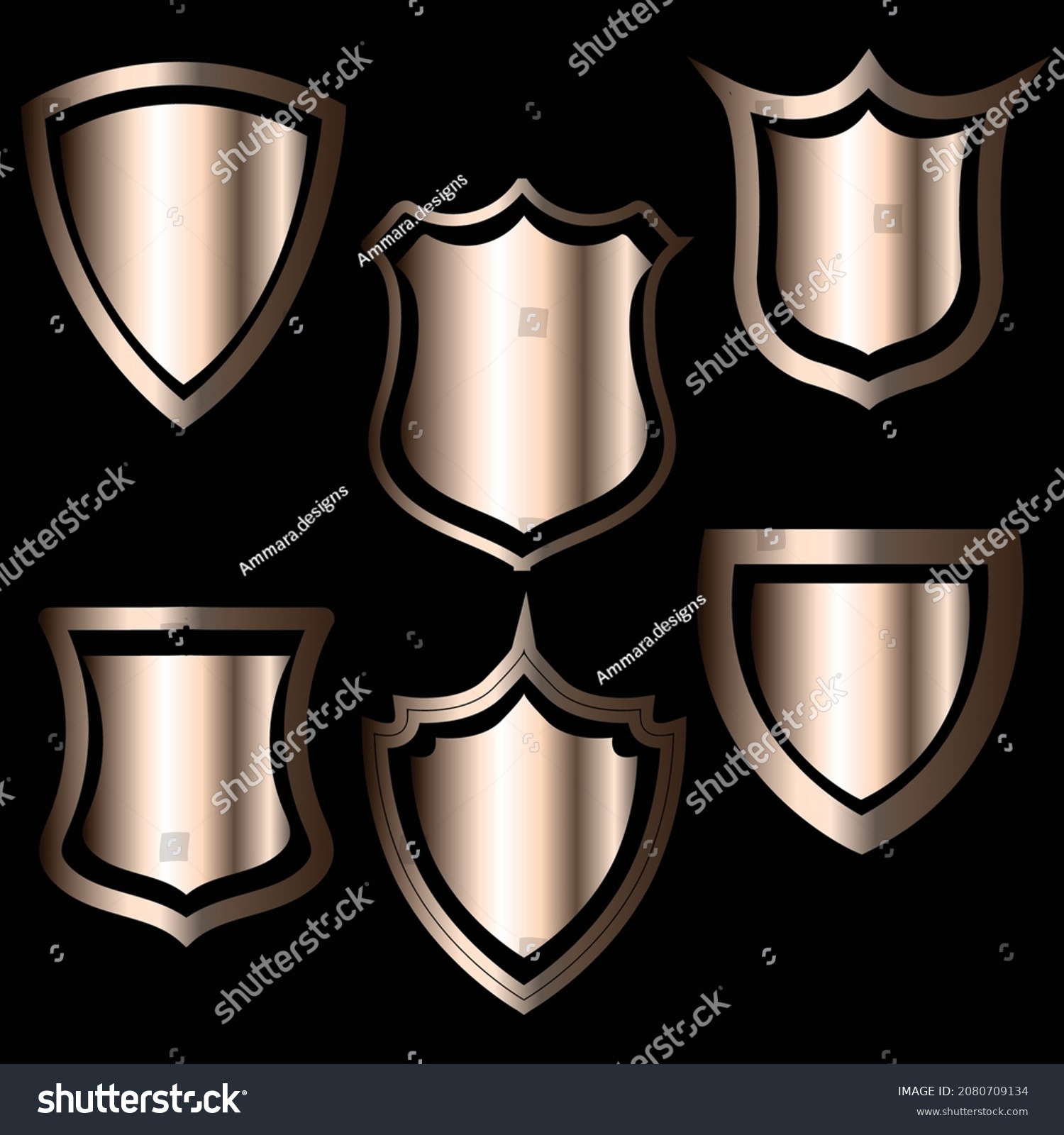Different Shield Designs Copper Color Stock Vector (Royalty Free ...