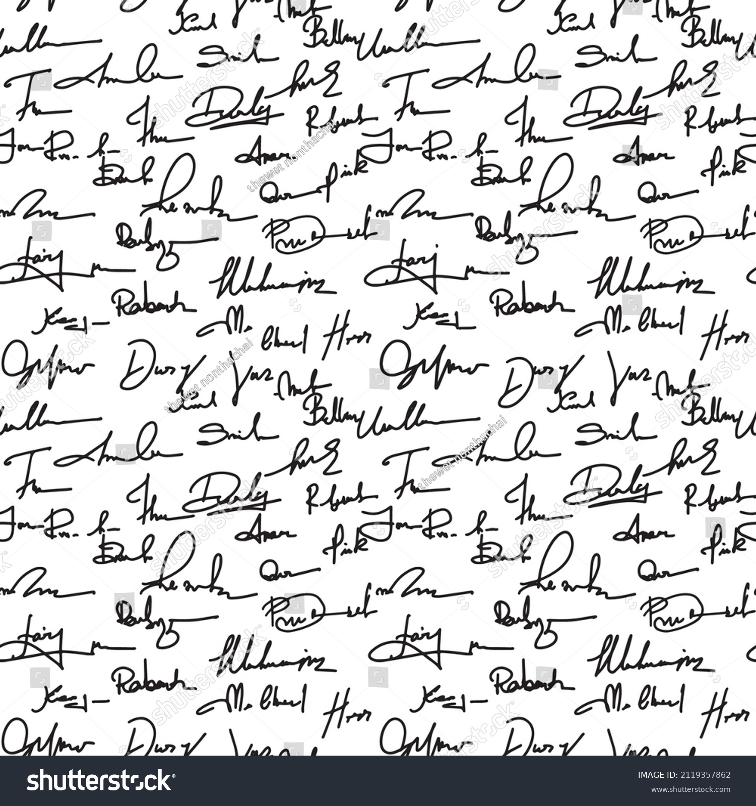 Different Signature Seamless Pattern Background Stock Vector (Royalty ...
