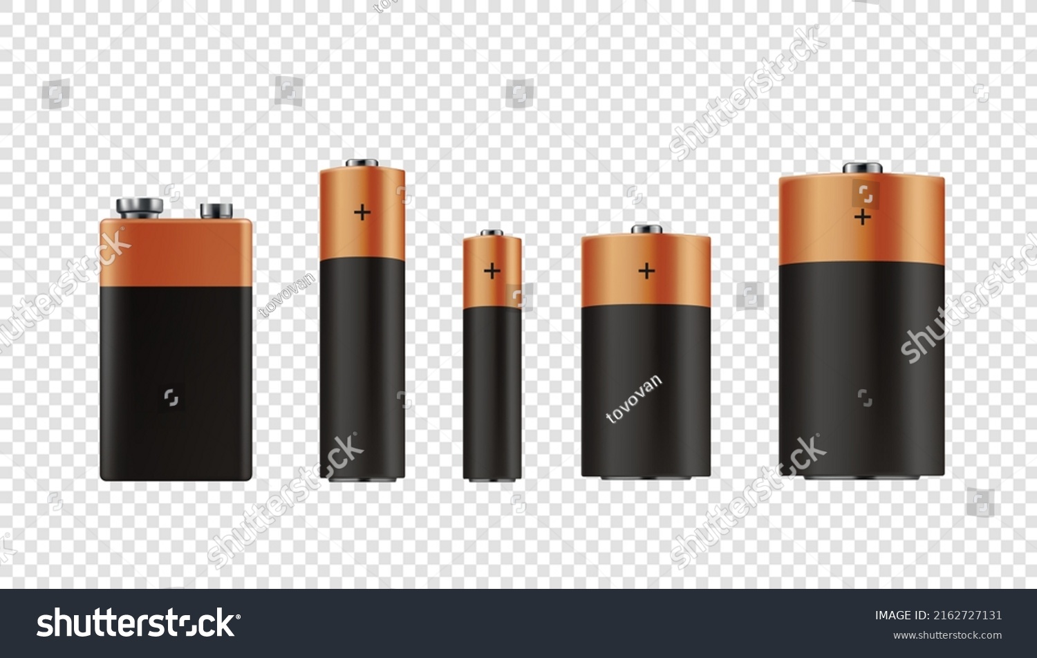 Different Size Realistic Batteries Set 3d Stock Vector (Royalty Free ...