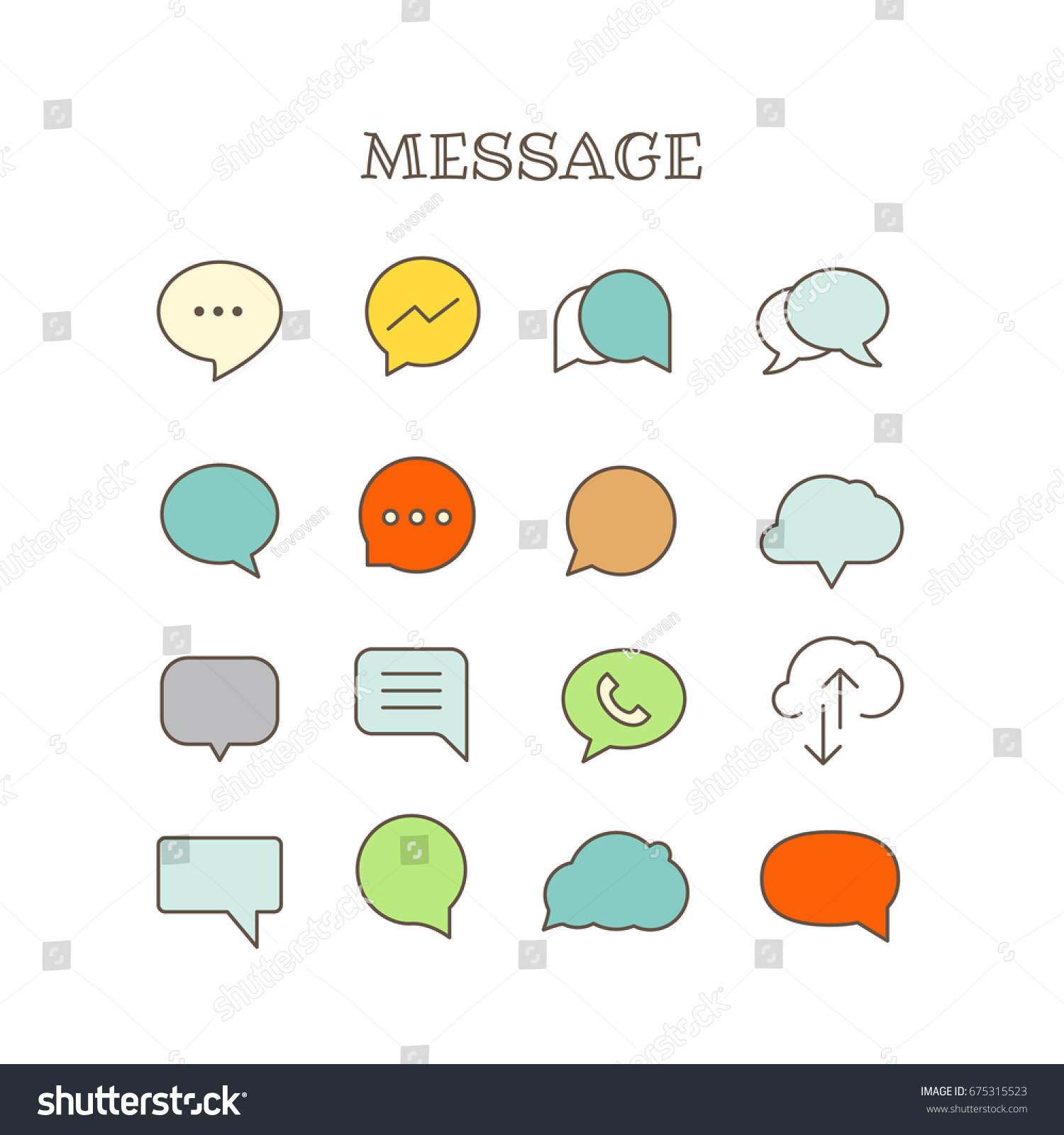 Different Speech Bubbles Thin Line Color Stock Vector (Royalty Free ...