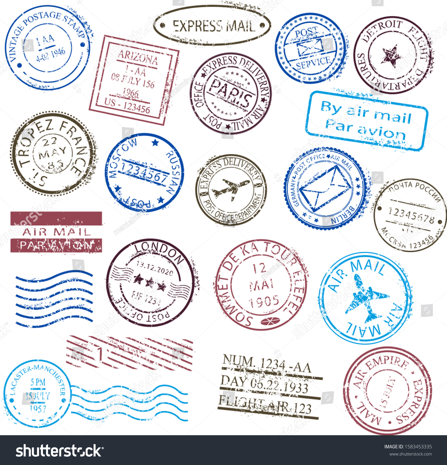 Different Stamps Frames Set Vector Illustrations Stock Vector (Royalty ...