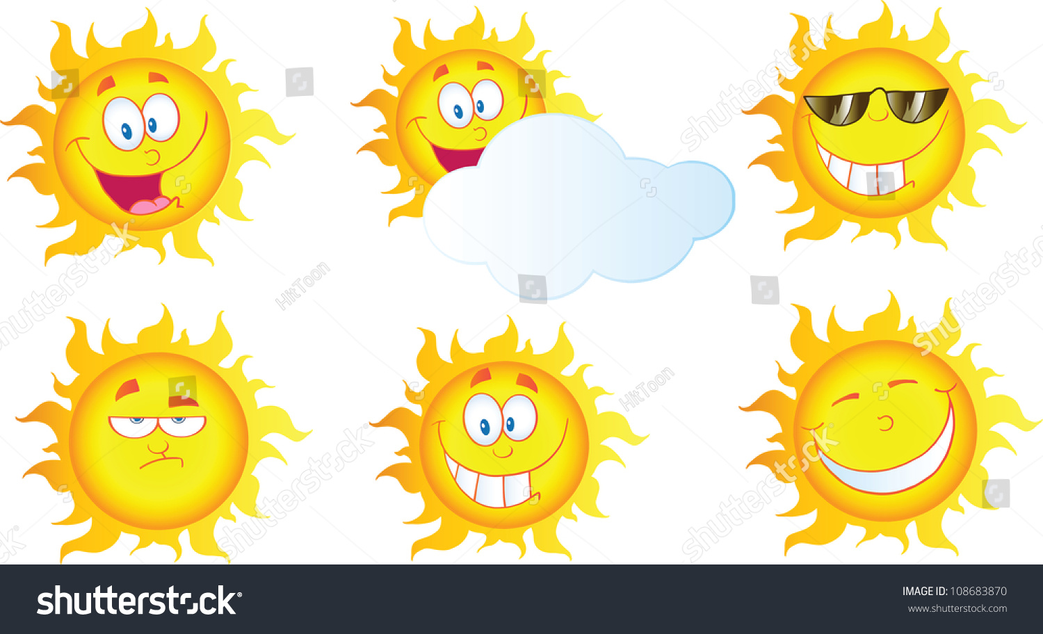 Different Sun Cartoon Mascot Characters Vector Stock Vector (Royalty ...