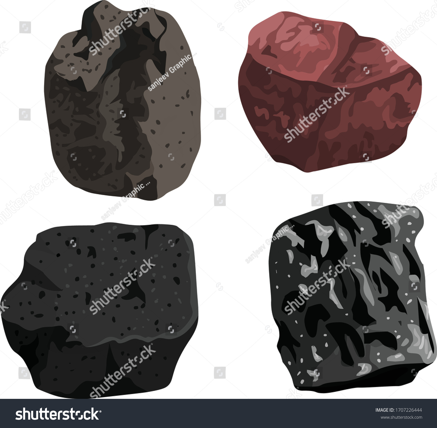 Different Types Coal Vector Clipart Stock Vector (Royalty Free) 1707226444