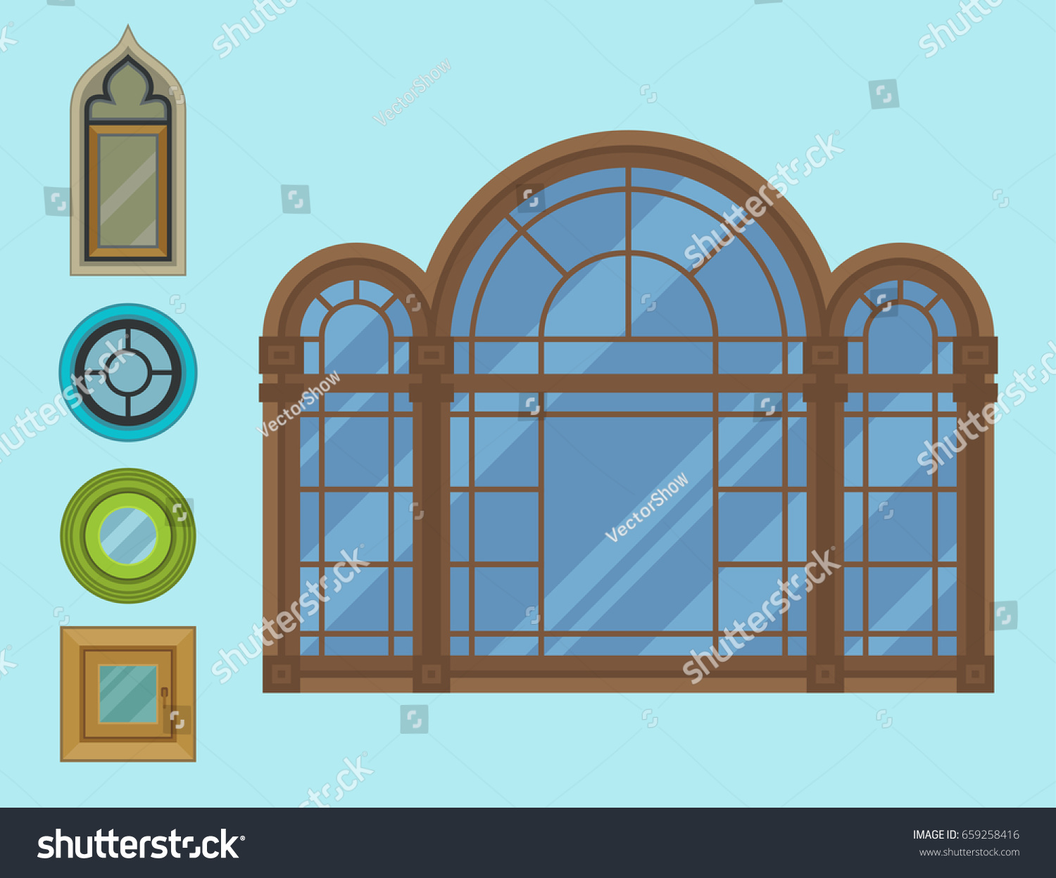 Different Types House Windows Elements Flat: vector de stock (libre de ... Different Types House Windows Elements Flat: vector de stock (libre de ...