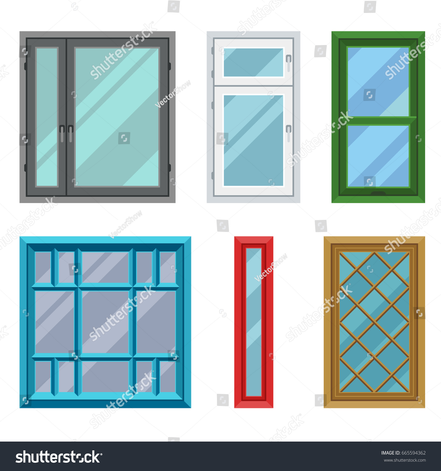 Different Types House Windows Elements Flat Stock Vector (Royalty Free ... Different Types House Windows Elements Flat Stock Vector (Royalty Free ...