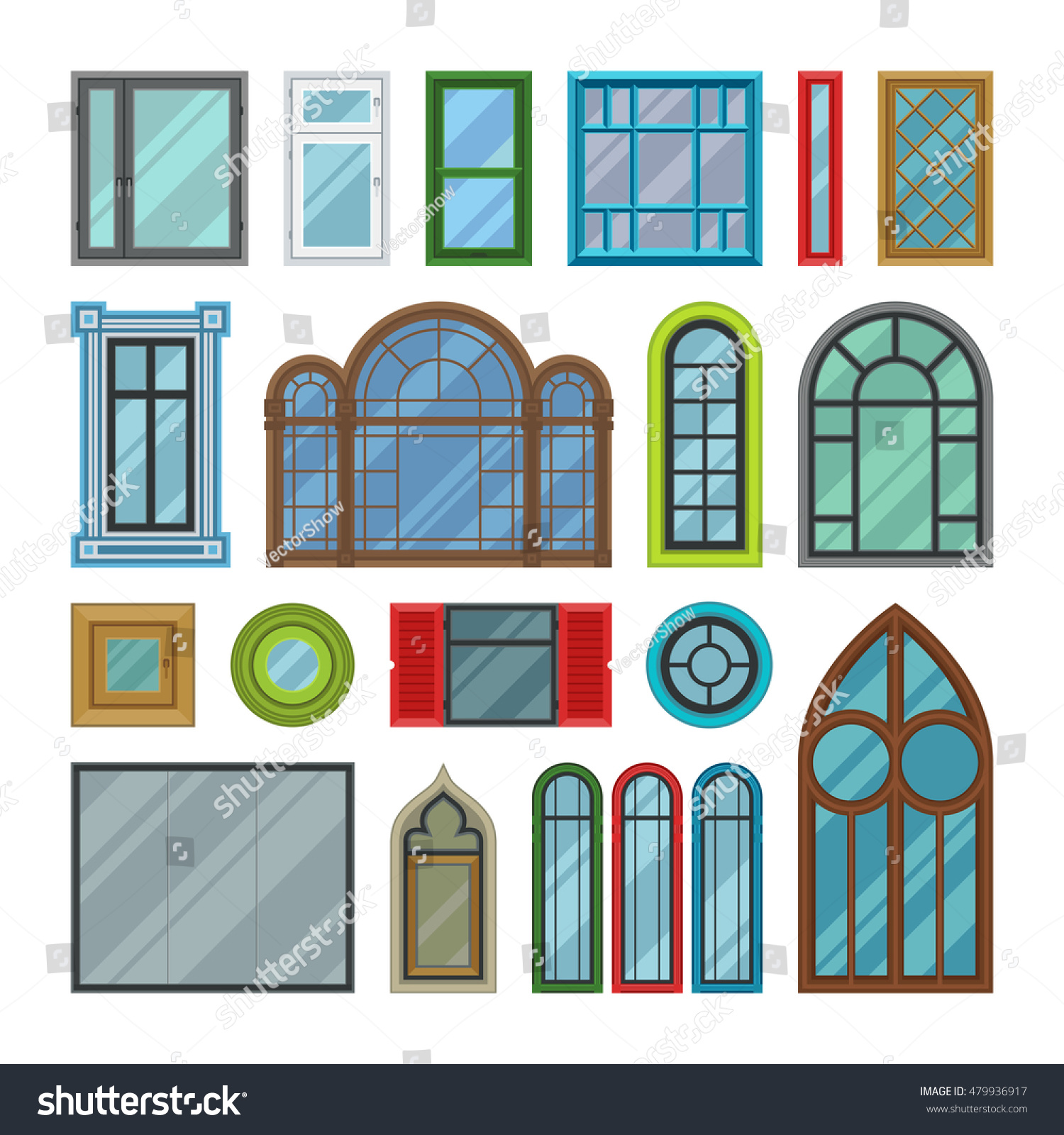 Different Types House Windows Vector Elements: vector de stock (libre ... Different Types House Windows Vector Elements: vector de stock (libre ...