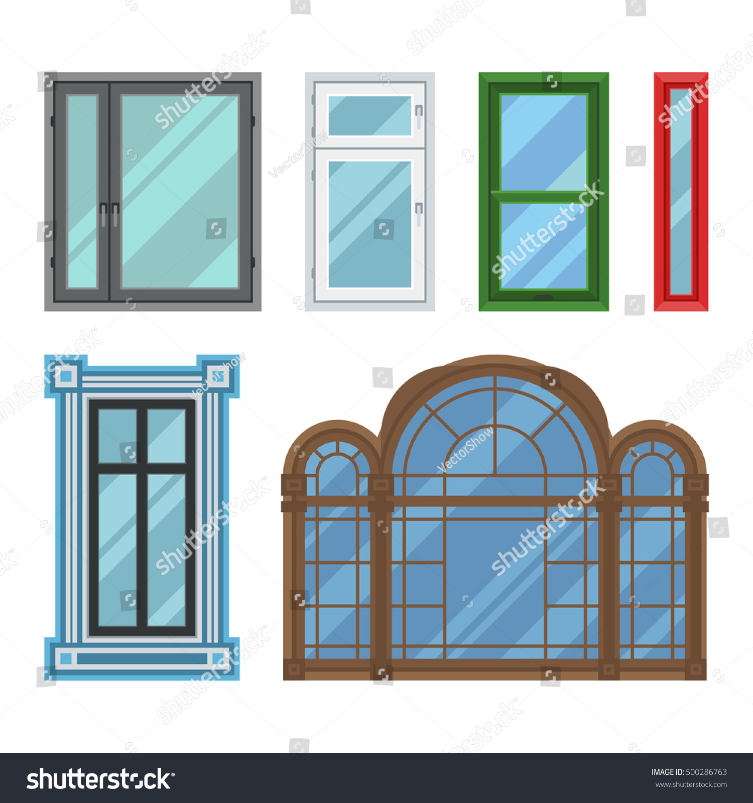 Different Types House Windows Vector Elements Stock Vector (Royalty ... Different Types House Windows Vector Elements Stock Vector (Royalty ...