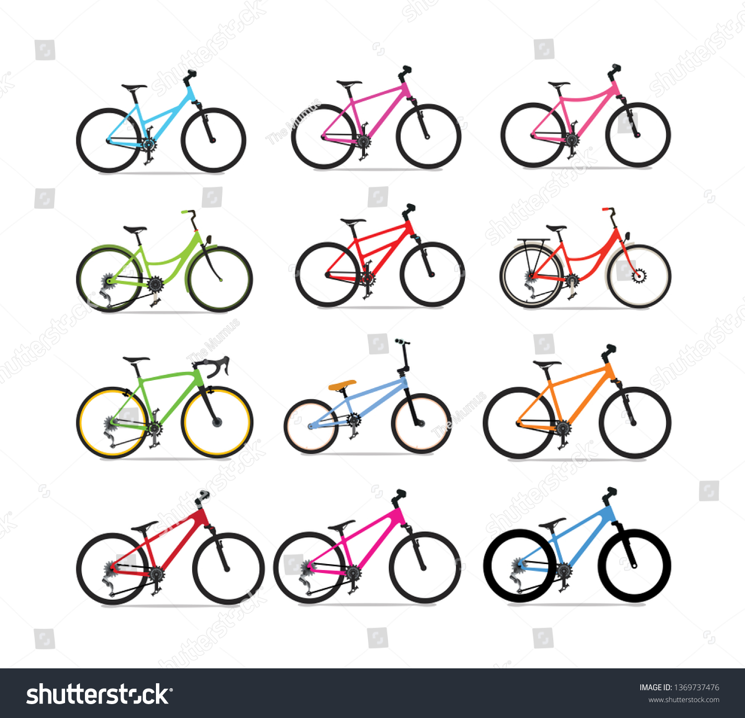 Different Types Bicycles Collection Vector 스톡 벡터(로열티 프리) 1369737476 ...