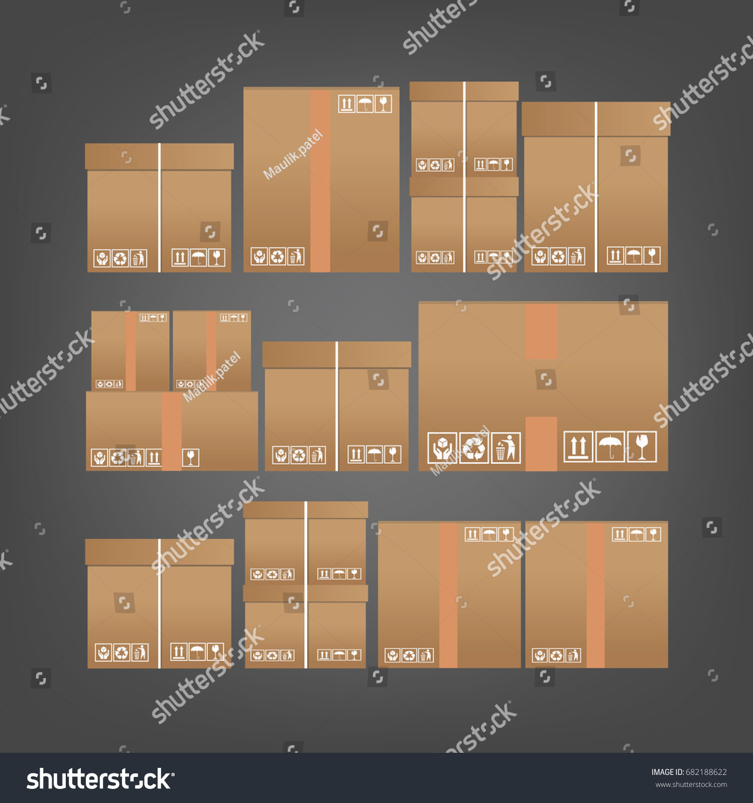 Different Types Boxes Vector Icon Stock Vector (Royalty Free) 682188622