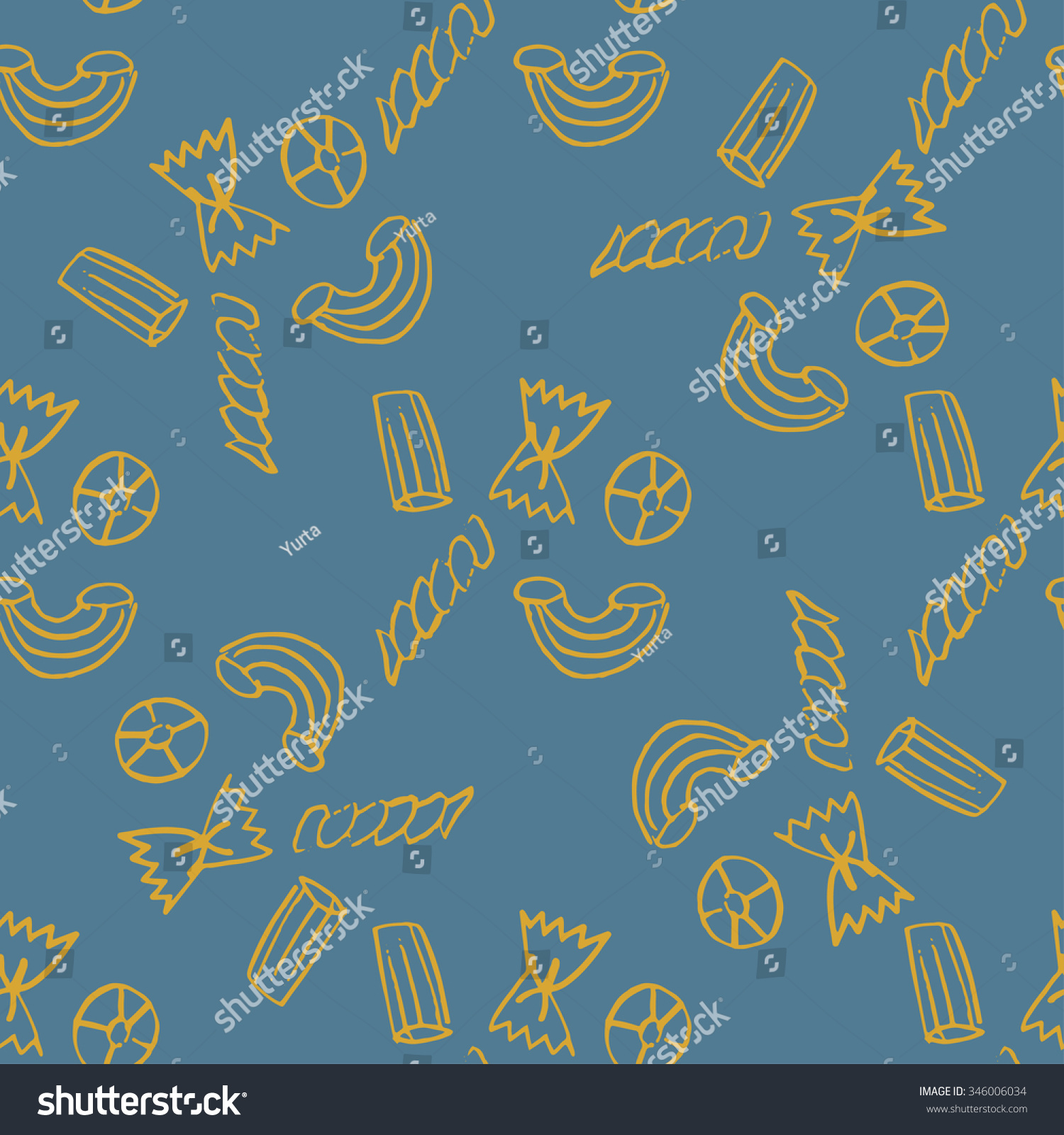 Different Types Pasta Outlined Seamless Pattern: เวกเตอร์สต็อก (ปลอดค่า ...