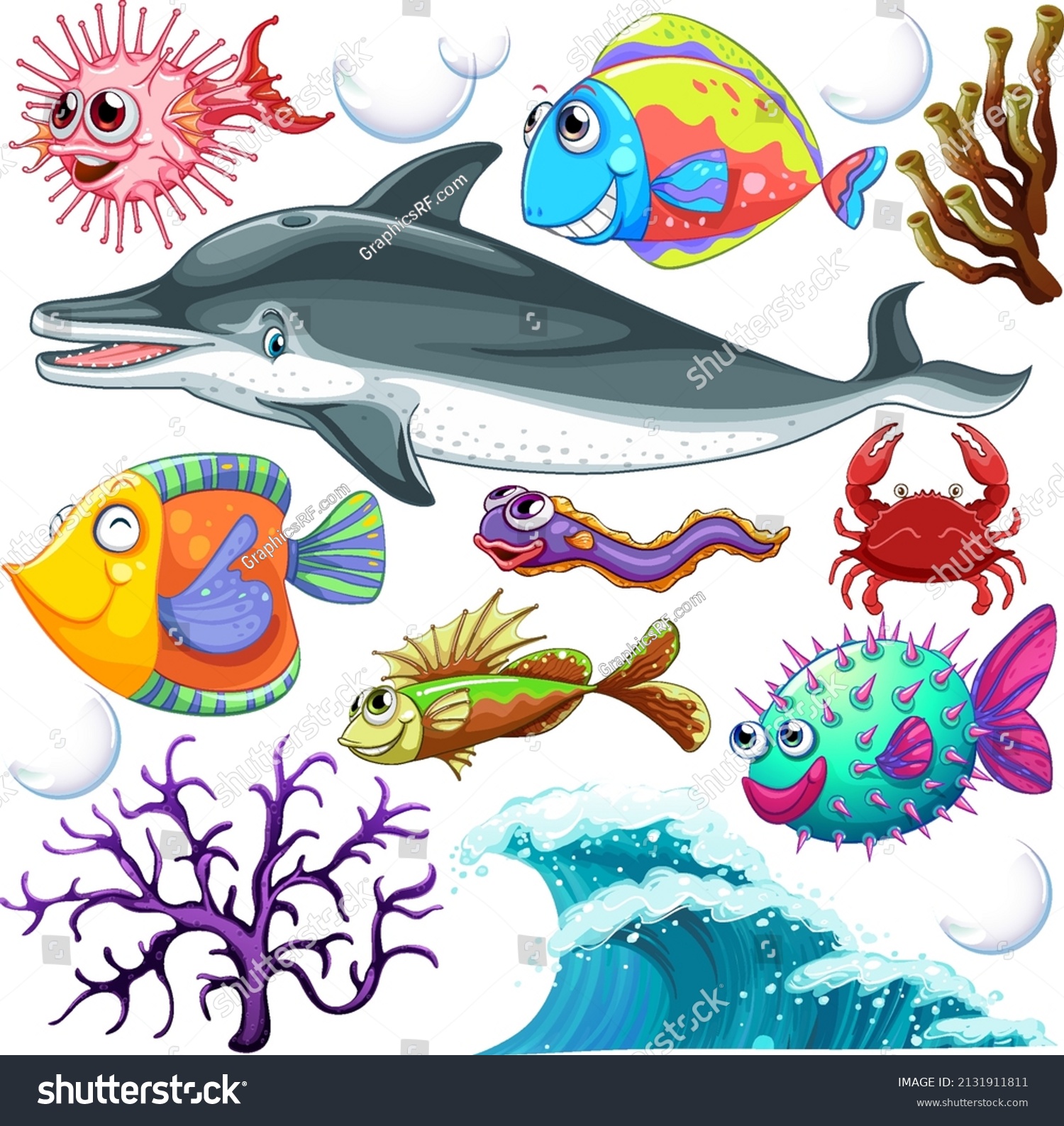 Different Types Sea Animals Illustration Stock Vector (Royalty Free ... Different Types Sea Animals Illustration Stock Vector (Royalty Free ...