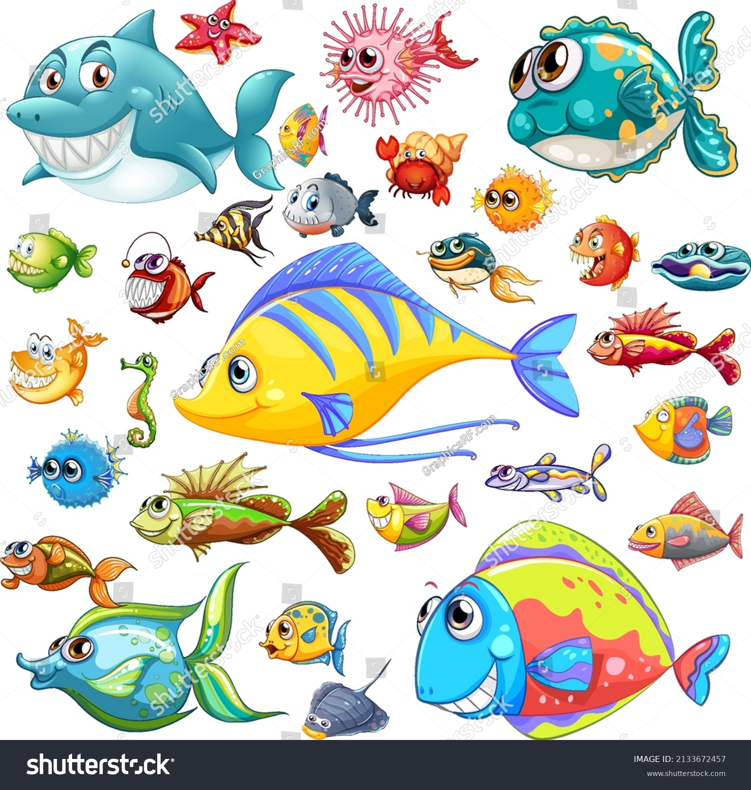 Different Types Sea Animals Illustration Stock Vector (Royalty Free ... Different Types Sea Animals Illustration Stock Vector (Royalty Free ...