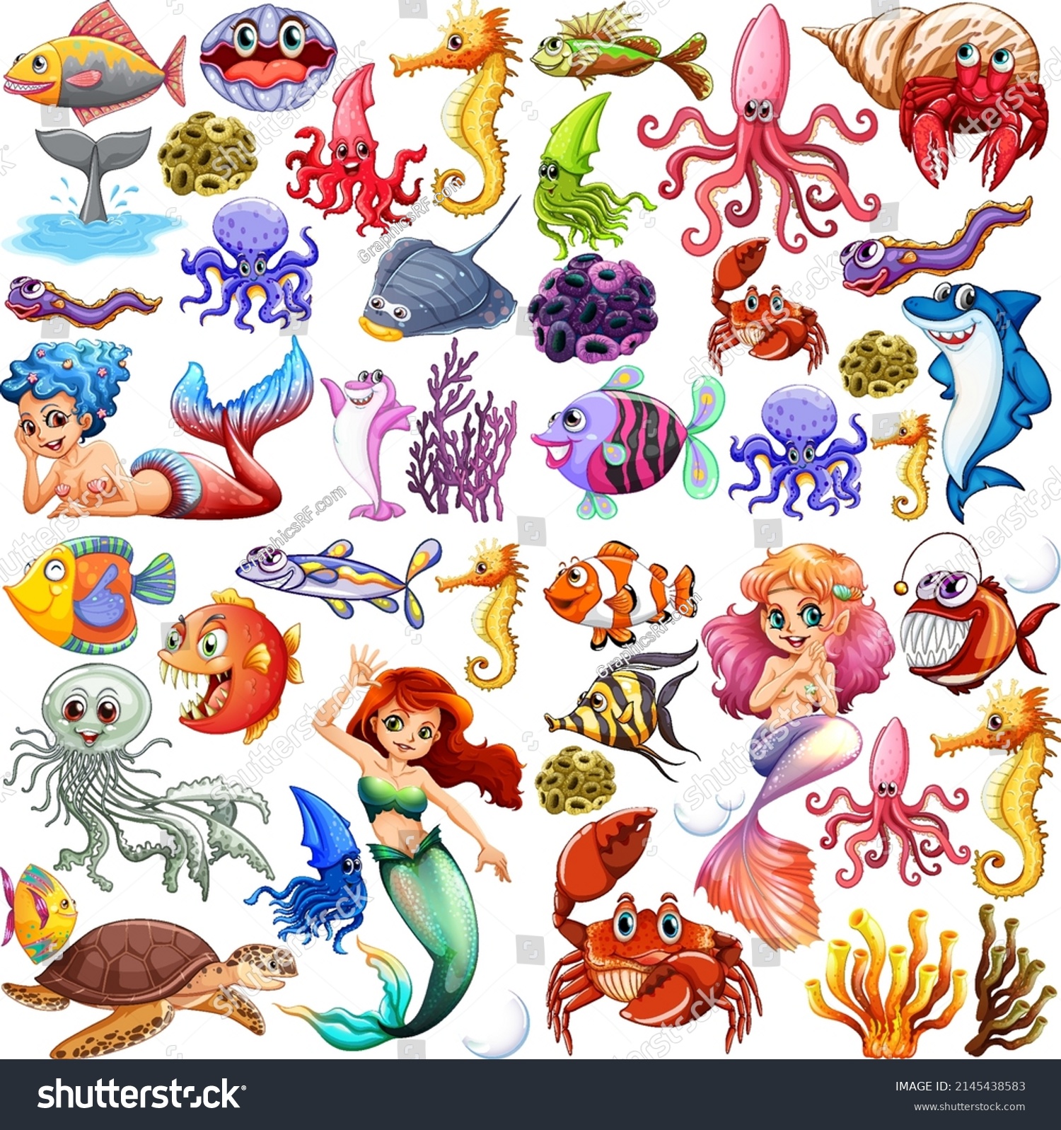 Different Types Sea Animals Illustration Stock Vector (Royalty Free ... Different Types Sea Animals Illustration Stock Vector (Royalty Free ...
