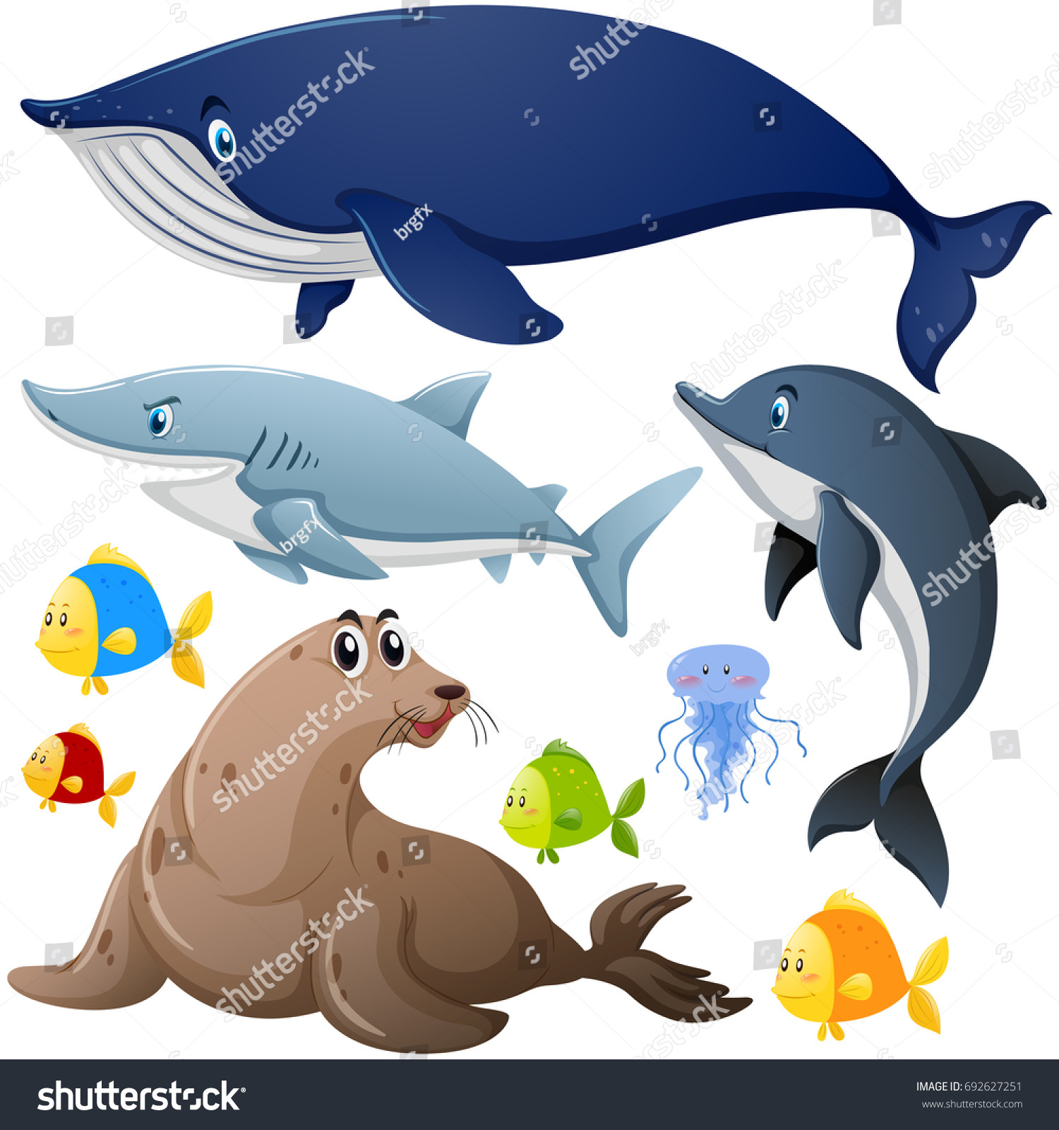 Different Types Sea Animals Illustration Stock Vector (Royalty Free ... Different Types Sea Animals Illustration Stock Vector (Royalty Free ...