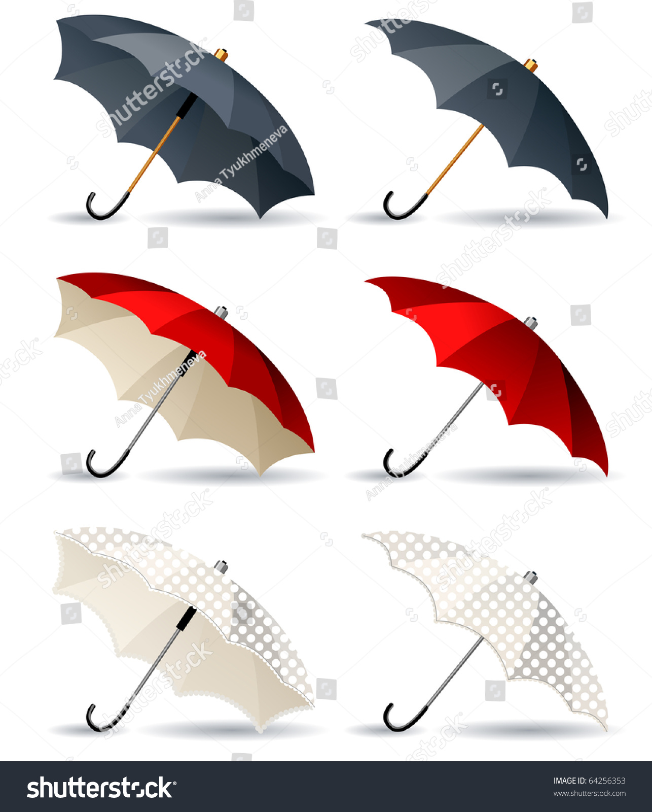 Different Umbrellas Isolated On White Background Stock Vector (Royalty ...