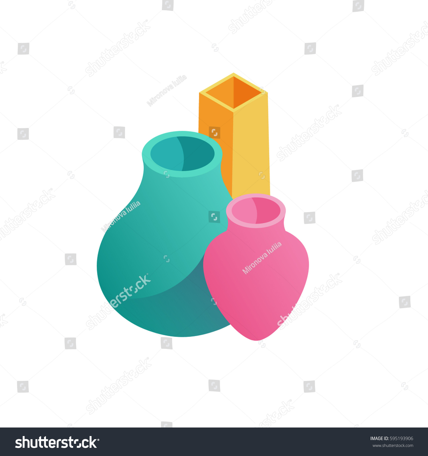 Different Vases Isometric Vector Illustration Stock Vector (Royalty ...