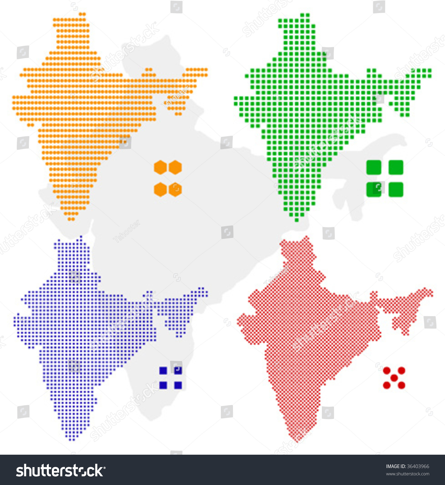 Different Vector Pixel Map India: vector de stock (libre de regalías ...