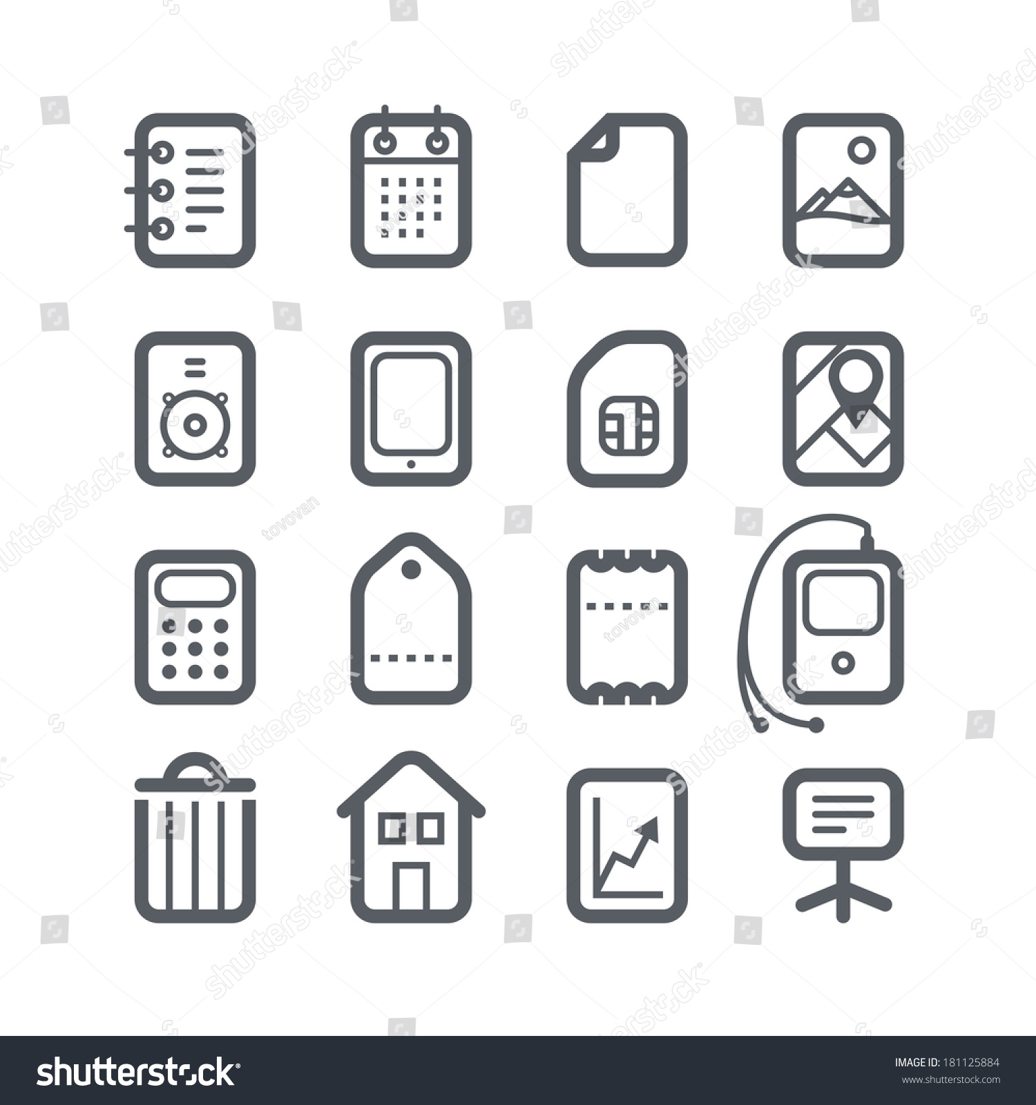 Different Vertical Web Icons Set Rounded Stock Vector (Royalty Free ...