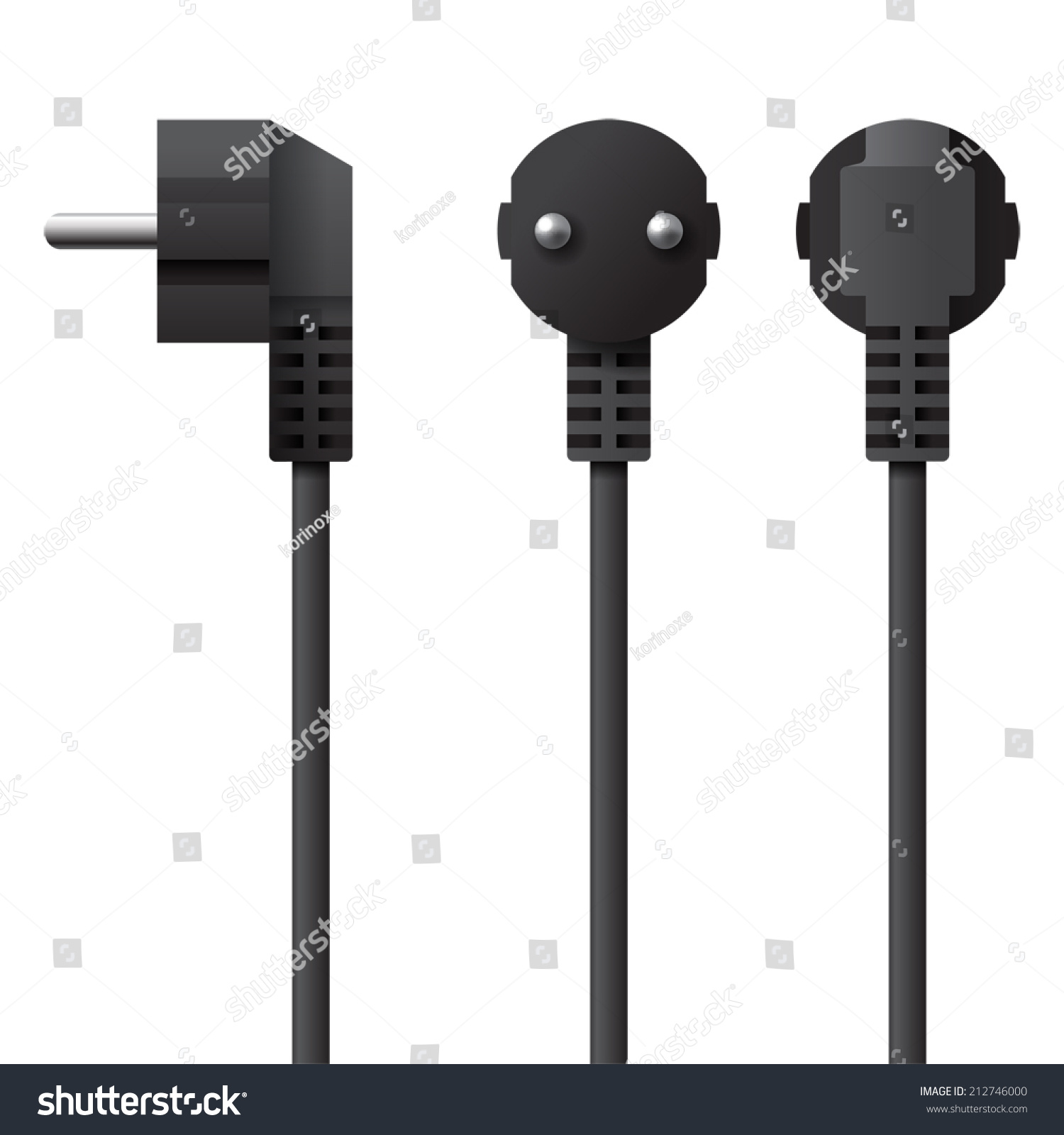 Different View Black Plastic Power Plug Stock Vector (Royalty Free ...