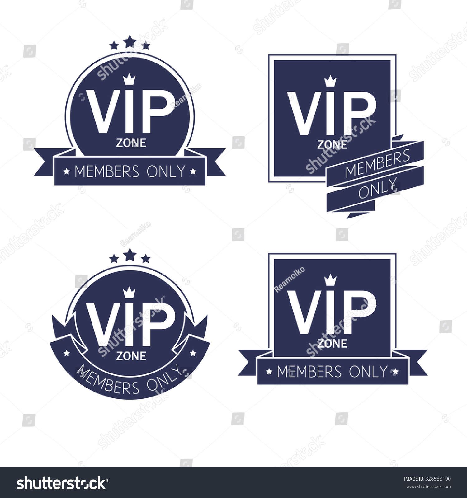Different Vip Badges Labels Set Simple Stock Vector (Royalty Free ...