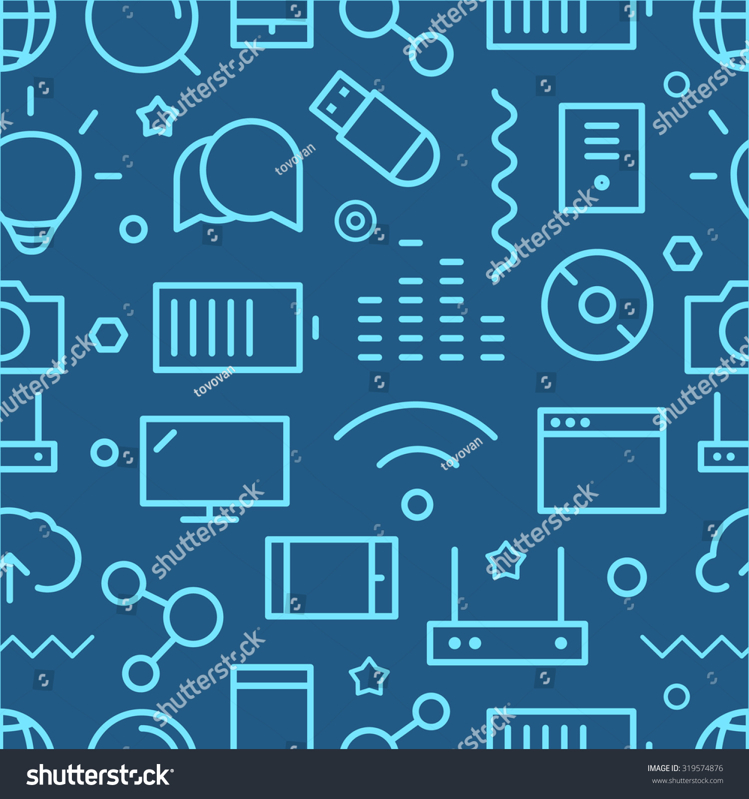 Different Web Icons Seamless Pattern Lineart Stock Vector (Royalty Free ...