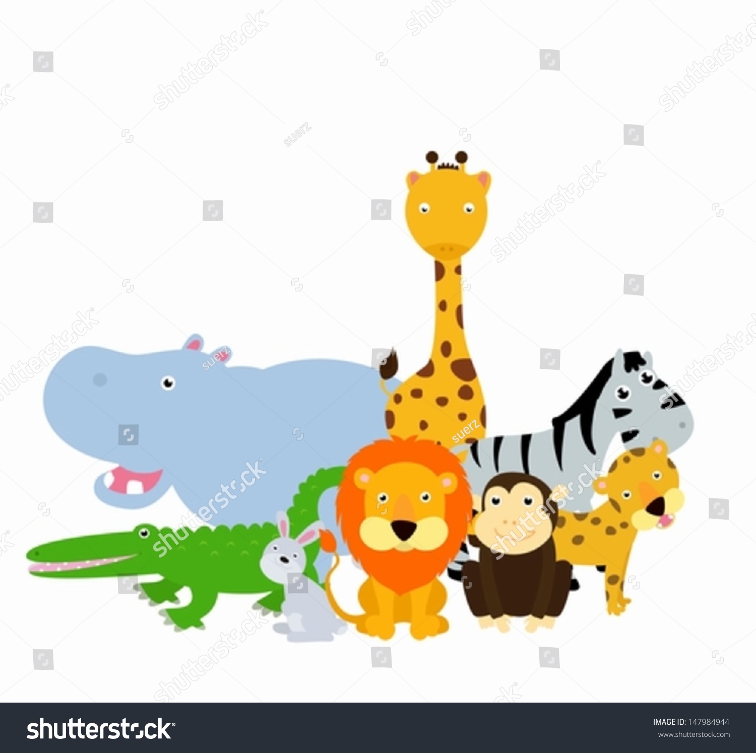 Different Wild Animals Cartoons: เวกเตอร์สต็อก (ปลอดค่าลิขสิทธิ์ ...