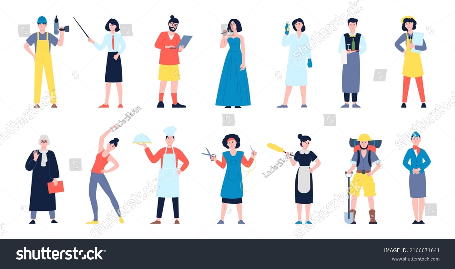 Different Workers Group Variety Occupations Worker Stock Vector ...