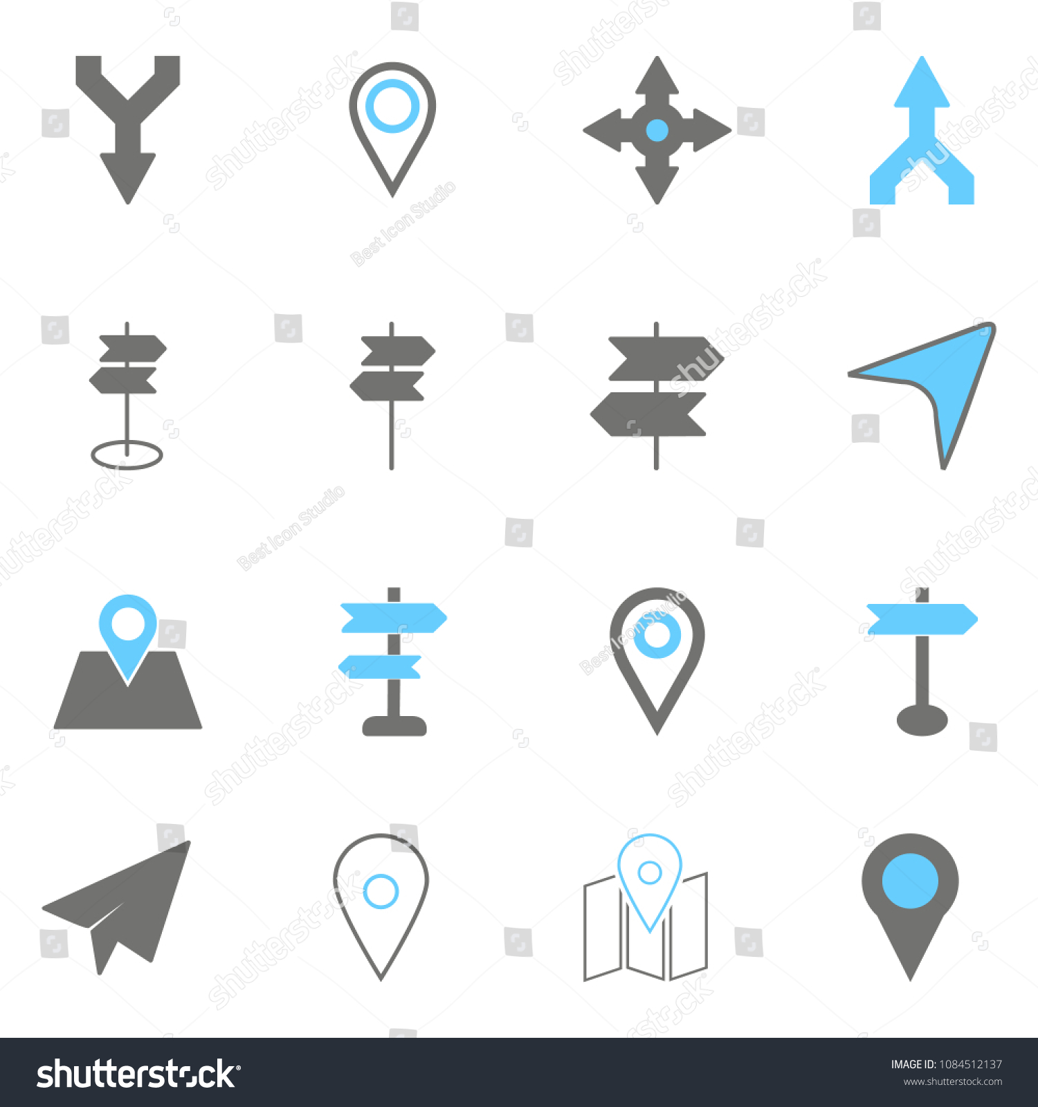 Differrent Icons Set About Maps Vector Stock Vector (Royalty Free ...