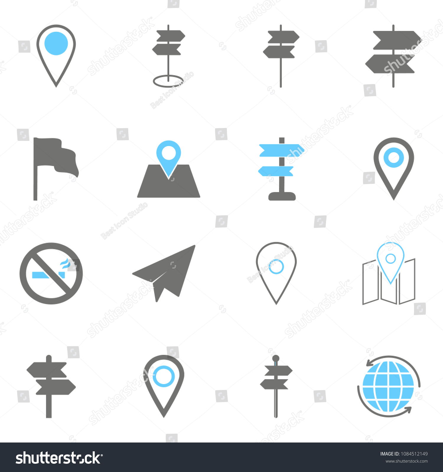 Differrent Icons Set About Maps Vector Stock Vector (Royalty Free ...