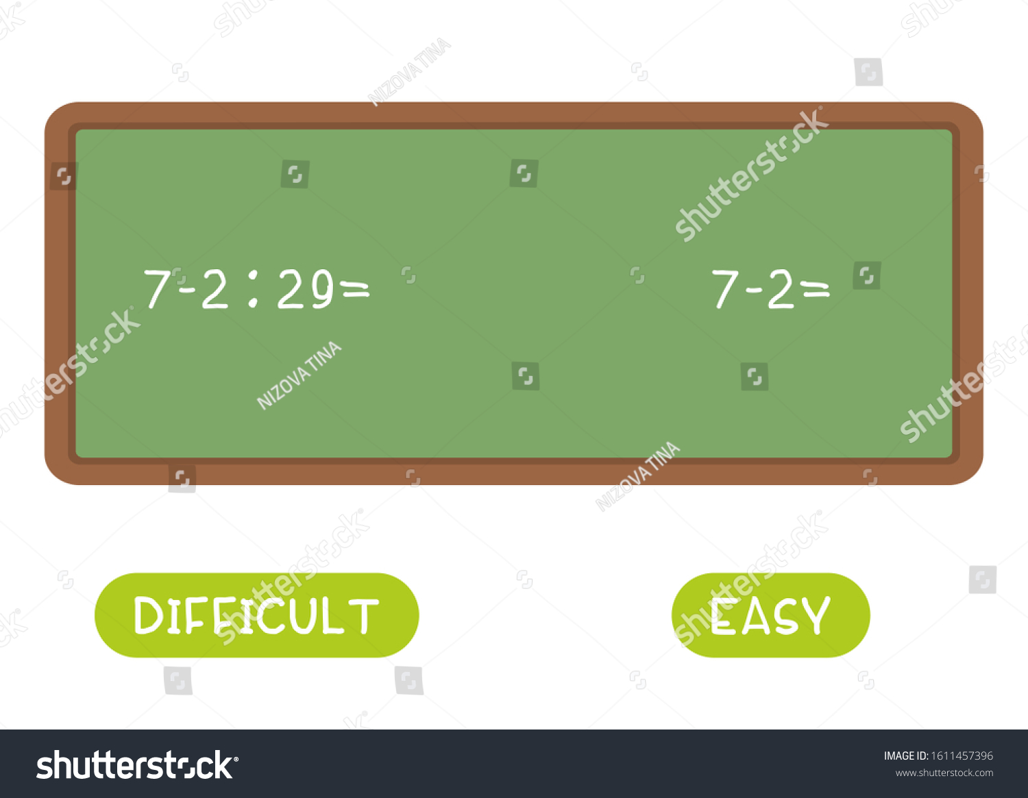 Difficult Easy Educational Word Card Vector Stock Vector (Royalty Free ...