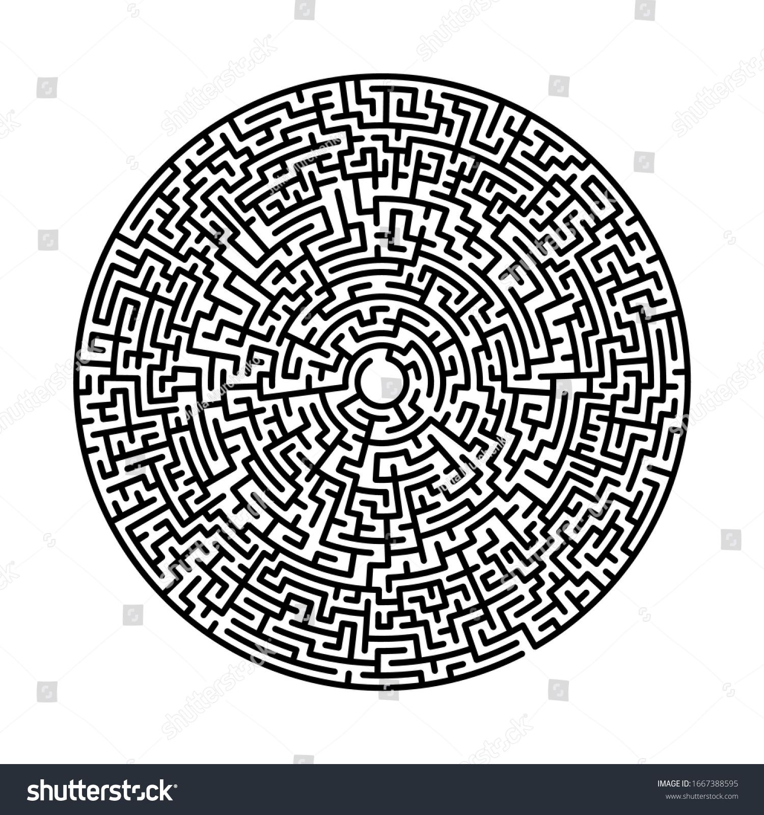 Difficult Circle Maze Hard Round Vector Stock Vector (Royalty Free ...