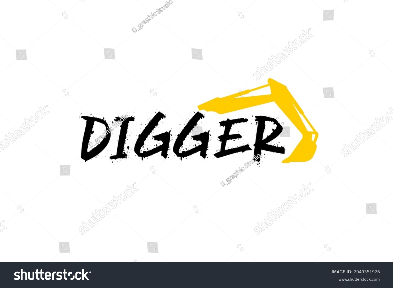 Digger Brush Hand Drawn Lettering Stock Vector (Royalty Free ...