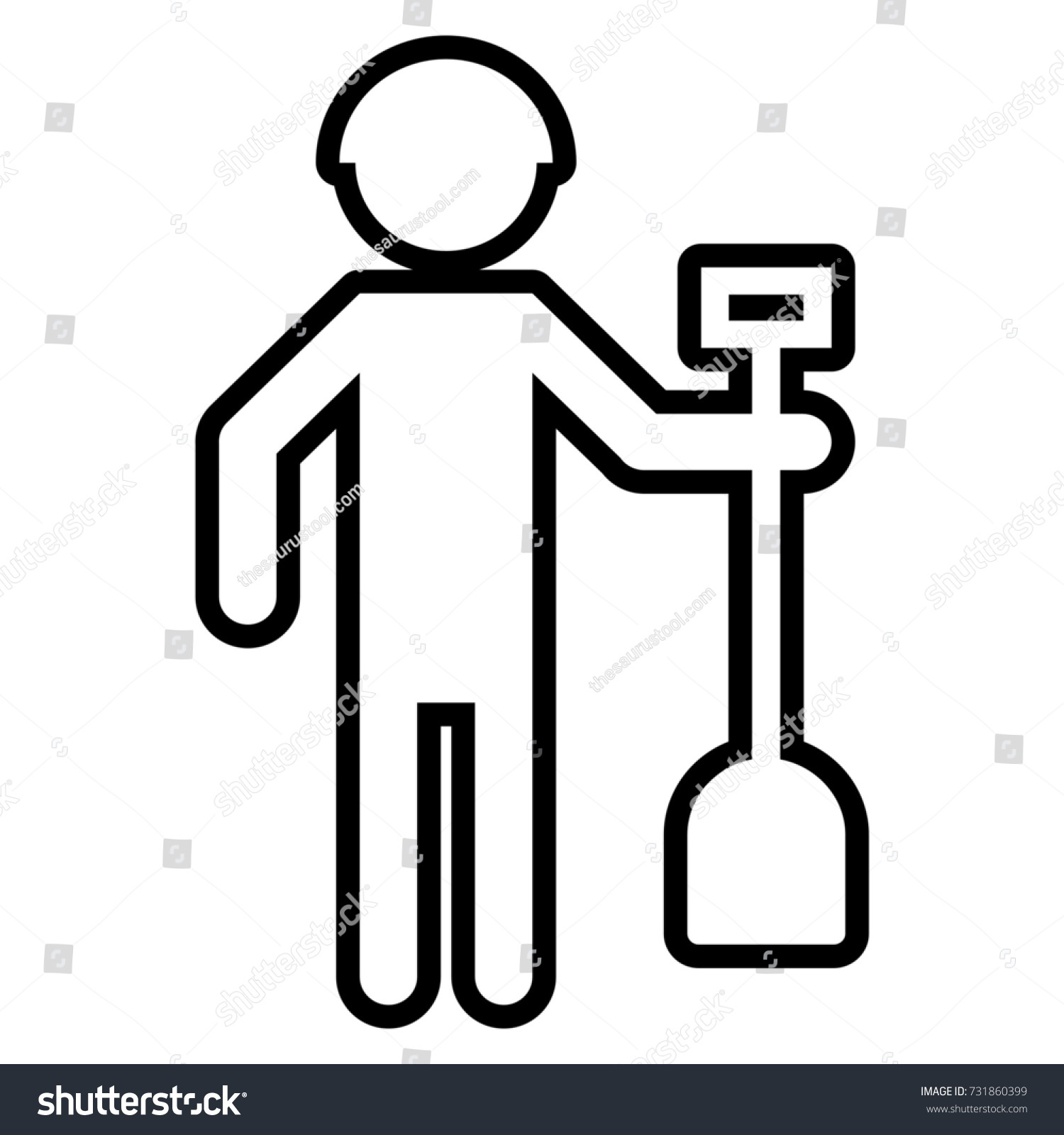 Digger Profession Outline Icon Stock Vector (Royalty Free) 731860399 ...
