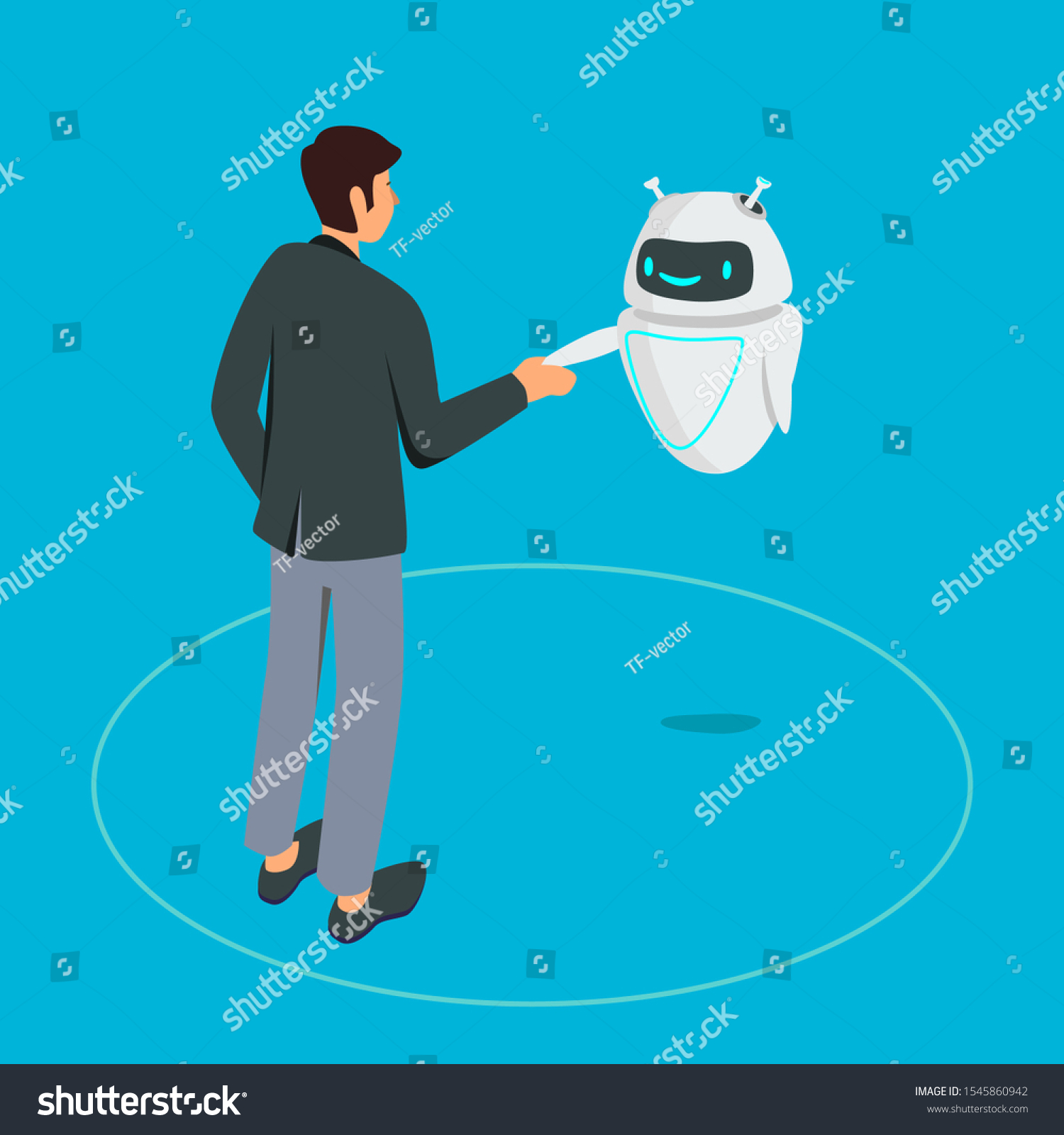 Digital Advisor Robot Flat Vector Illustration Stock Vector (Royalty ...
