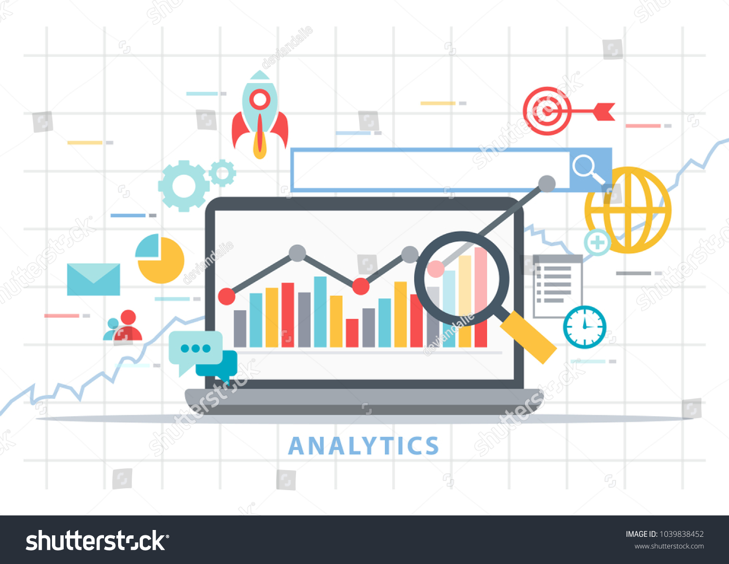 Digital Analytics Laptop Chart Stock Vector (Royalty Free) 1039838452 ...