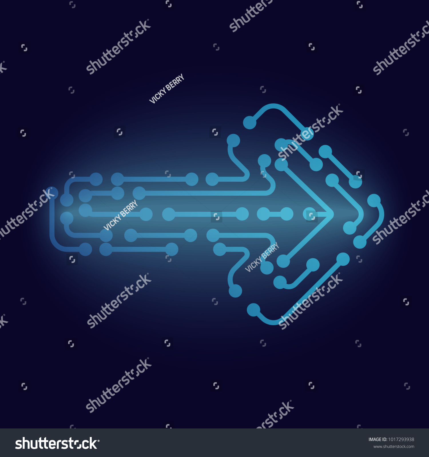 Digital Arrow On Dark Blue Background: vector de stock (libre de ...