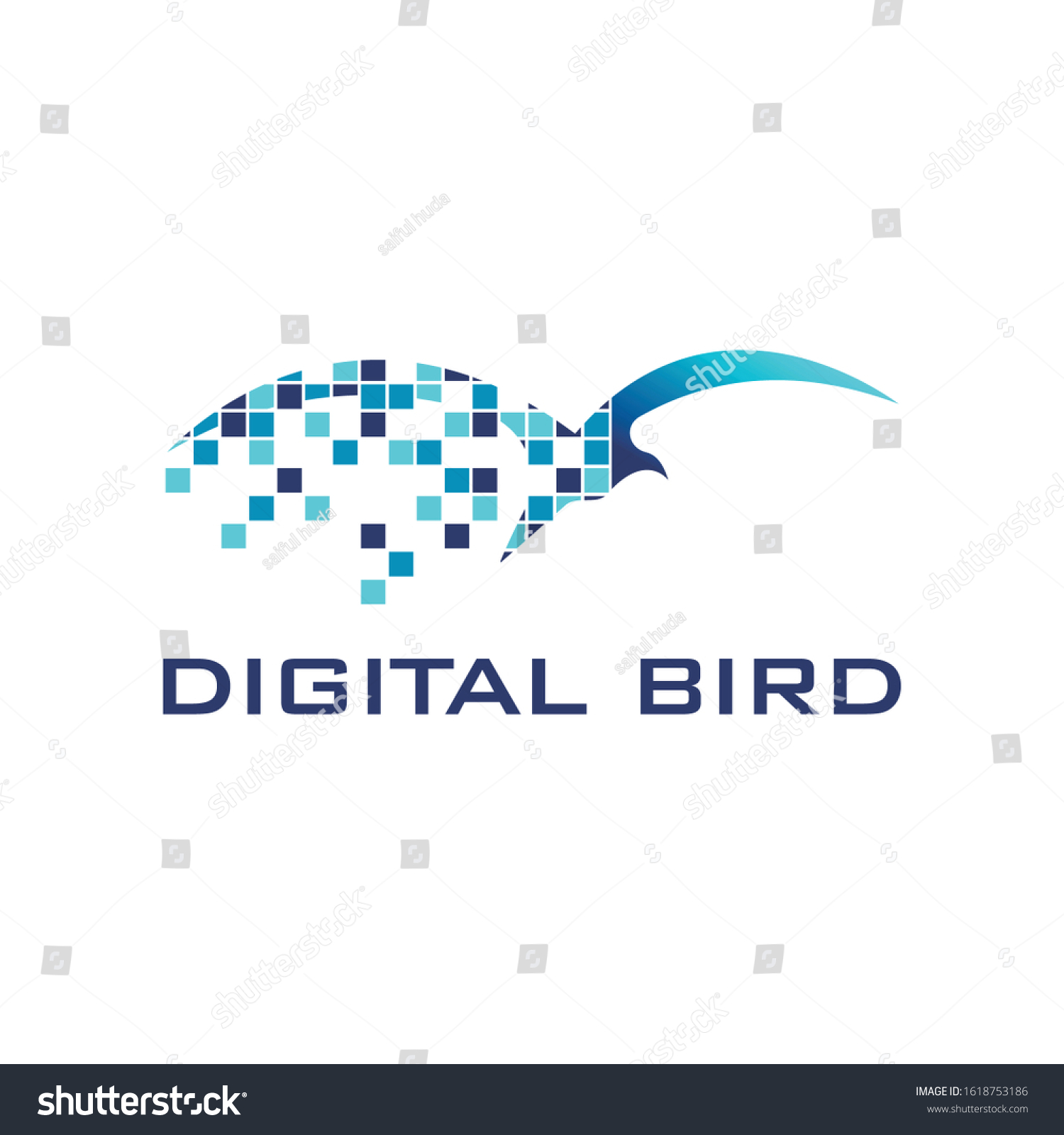 Digital Bird Logo Design Pixel Icon Stock Vector (Royalty Free ...