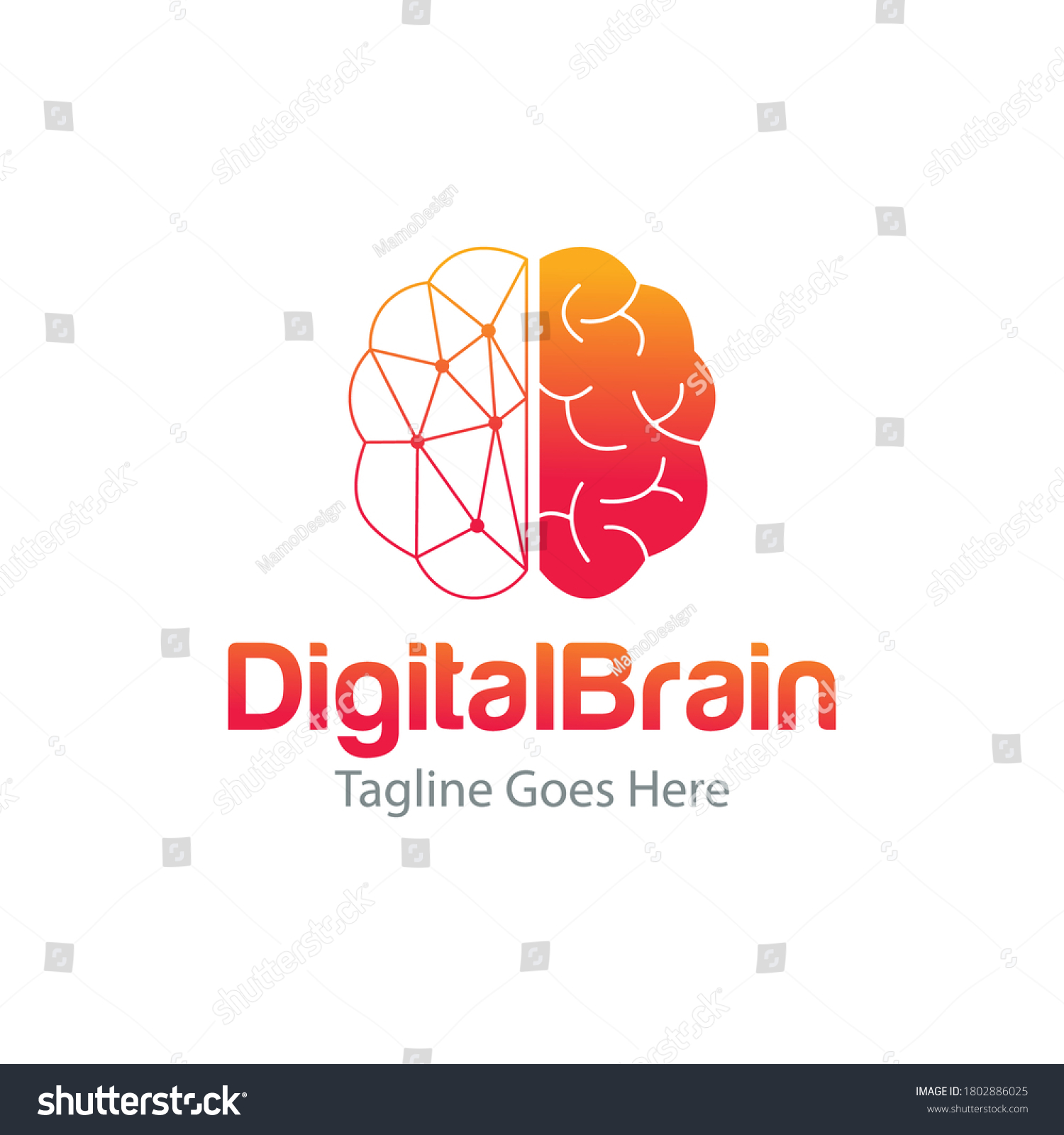 Digital Brain Logo Design Brain Connection Stock Vector (Royalty Free ...