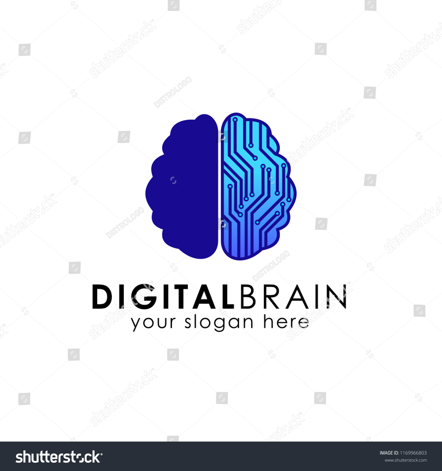 Digital Brain Logo Design Template Electronic Stock Vector (Royalty ...