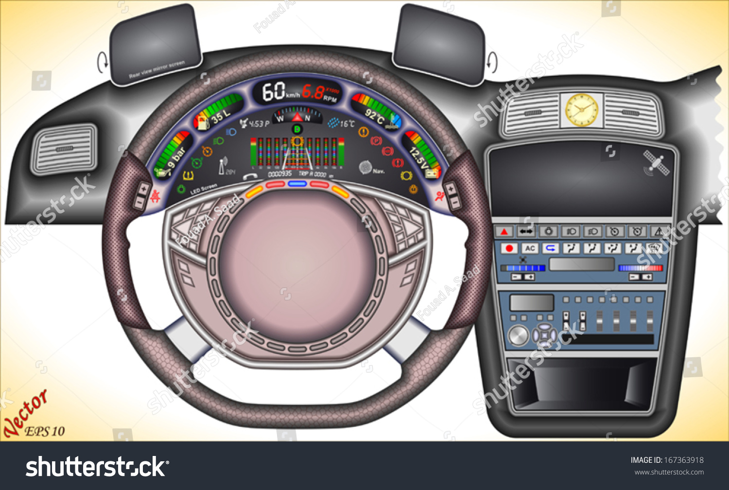 Digital Car Dashboard Stock Vector (Royalty Free) 167363918 | Shutterstock