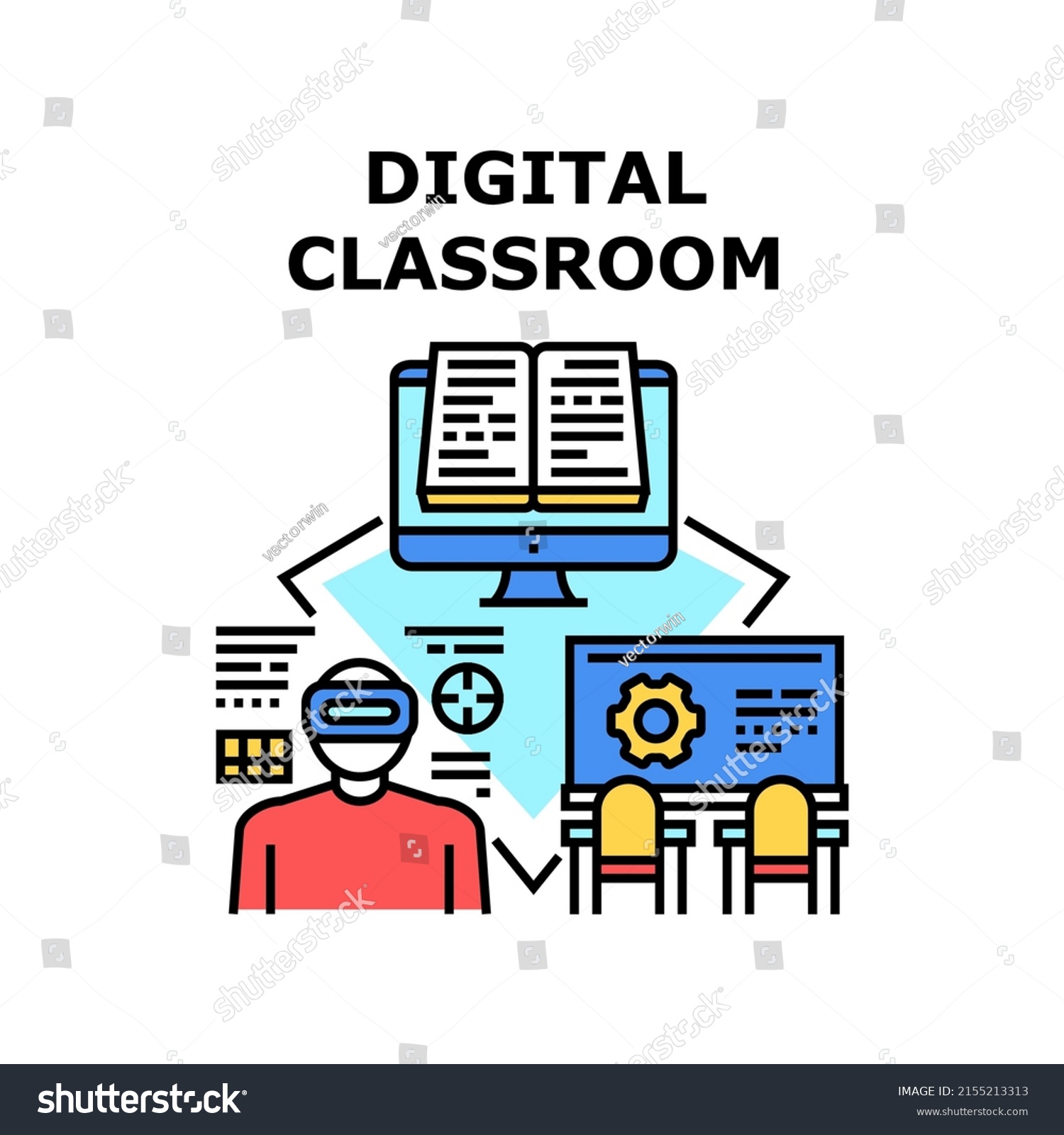 Digital Classroom Vector Icon Concept Digital Stock Vector (Royalty ...