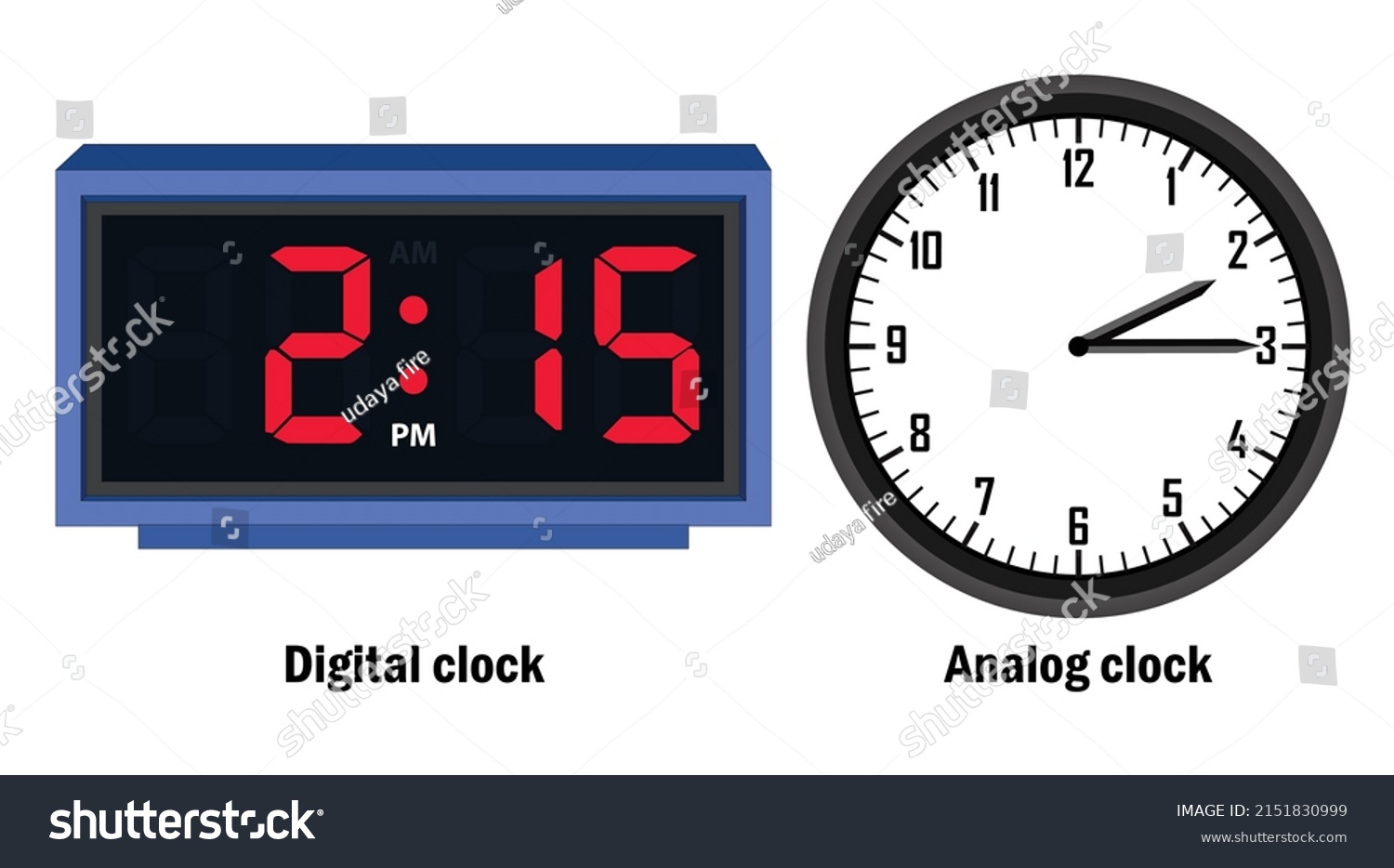 Digital Clock Analog Clock Time 0215 Stock Vector (Royalty Free ...