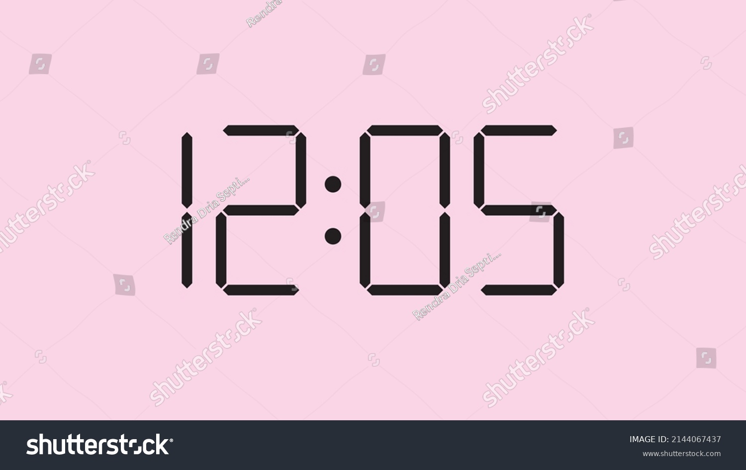 Digital Clock Close Displaying 1205 Oclock Stock Vector (Royalty Free ...