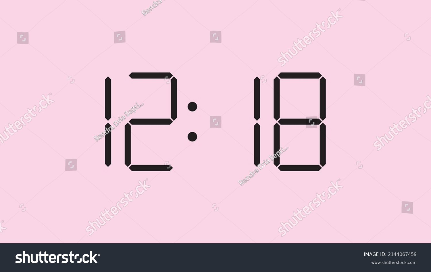 Digital Clock Close Displaying 1218 Oclock Stock Vector (Royalty Free ...