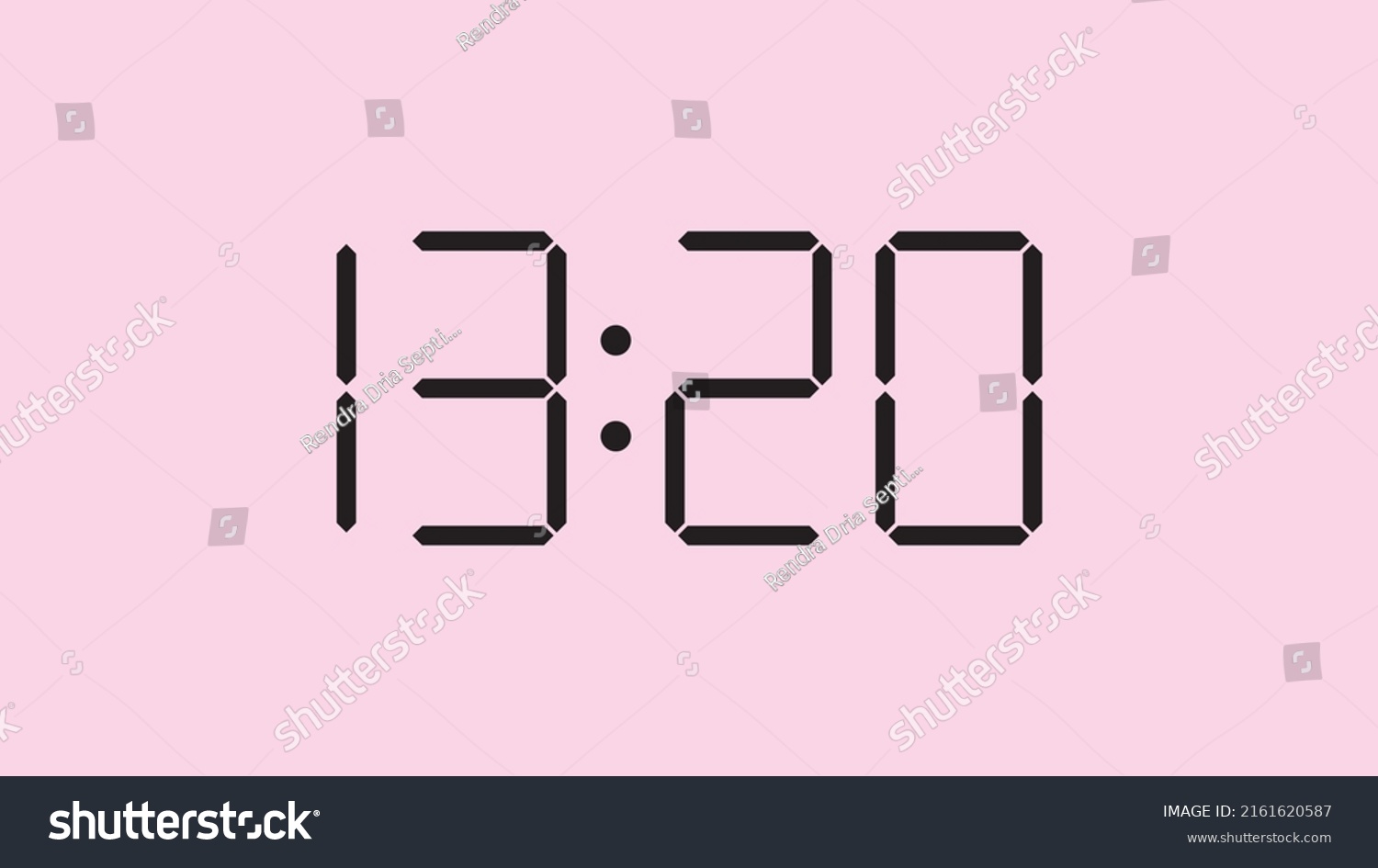 Digital Clock Close Displaying 1320 Oclock Stock Vector (Royalty Free ...