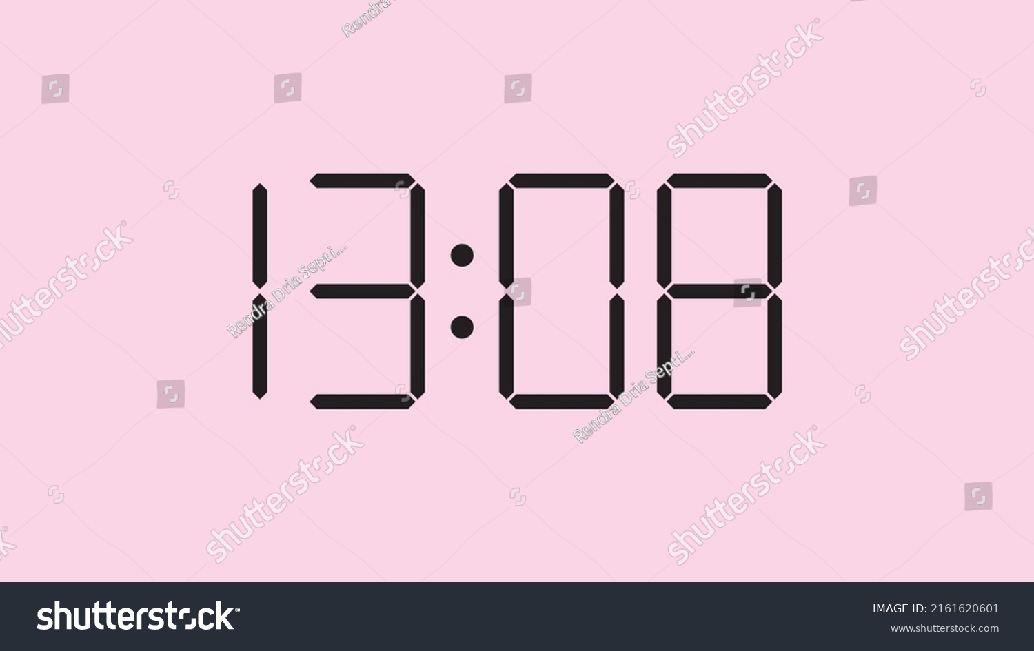 Digital Clock Close Displaying 1308 Oclock Stock Vector (Royalty Free ...